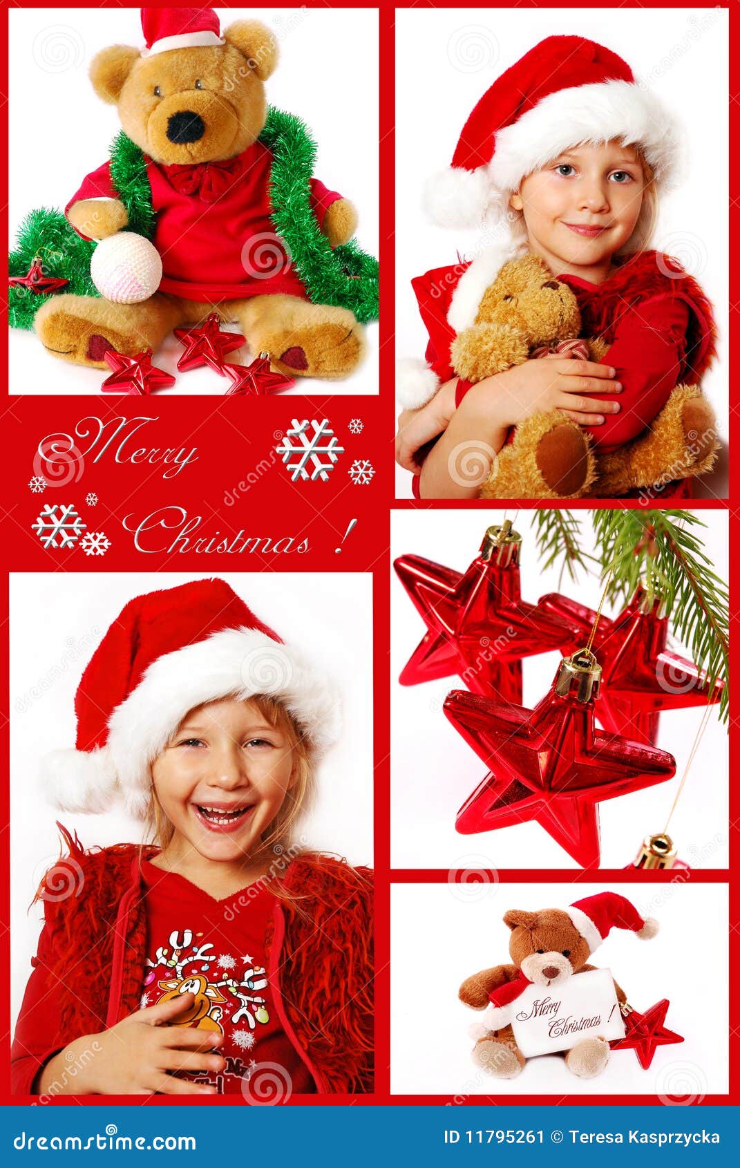 Christmas collage in red stock image. Image of santa - 11795261