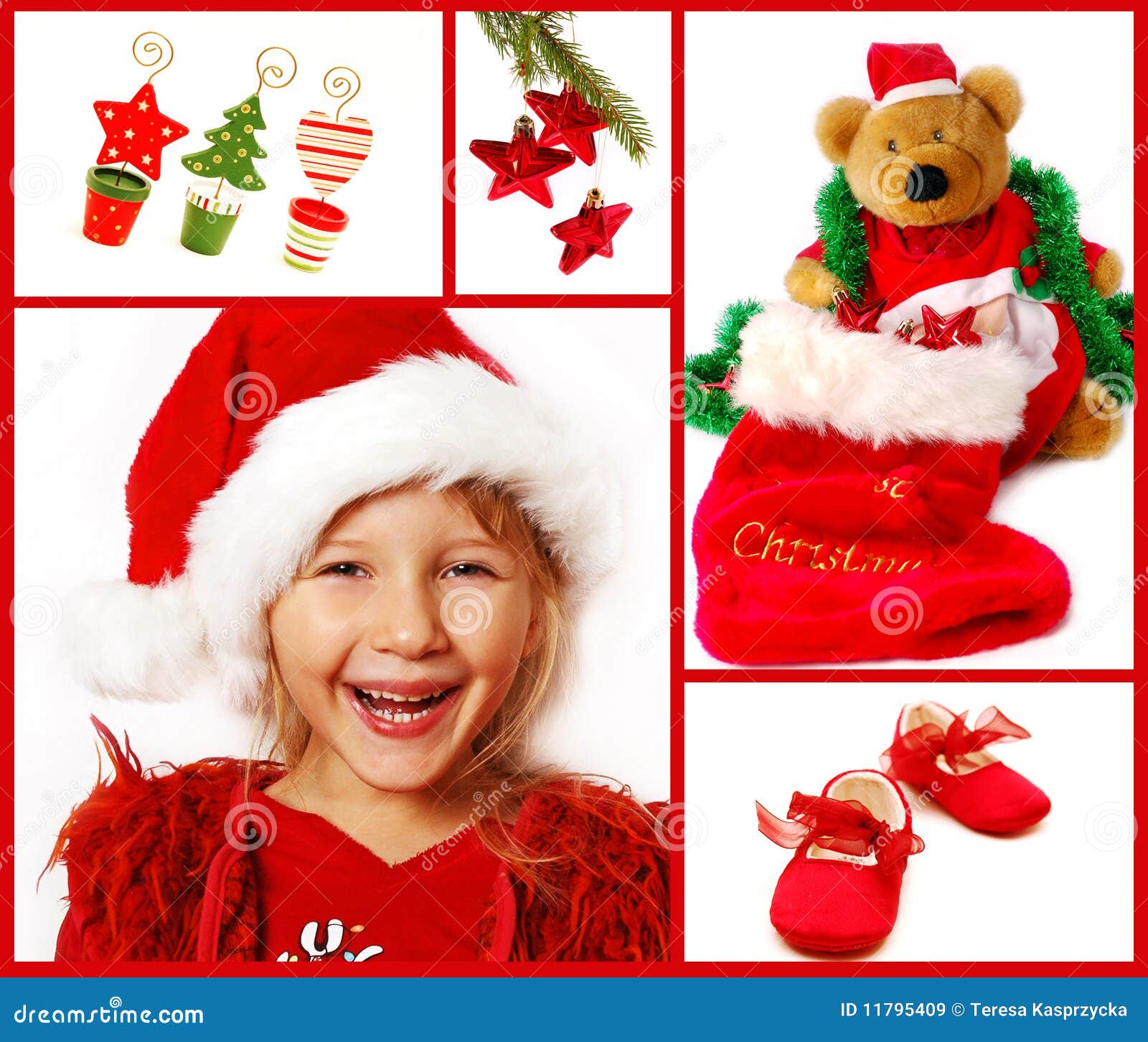 Christmas Collage Female Portrait Human Expression Royalty-Free Stock ...