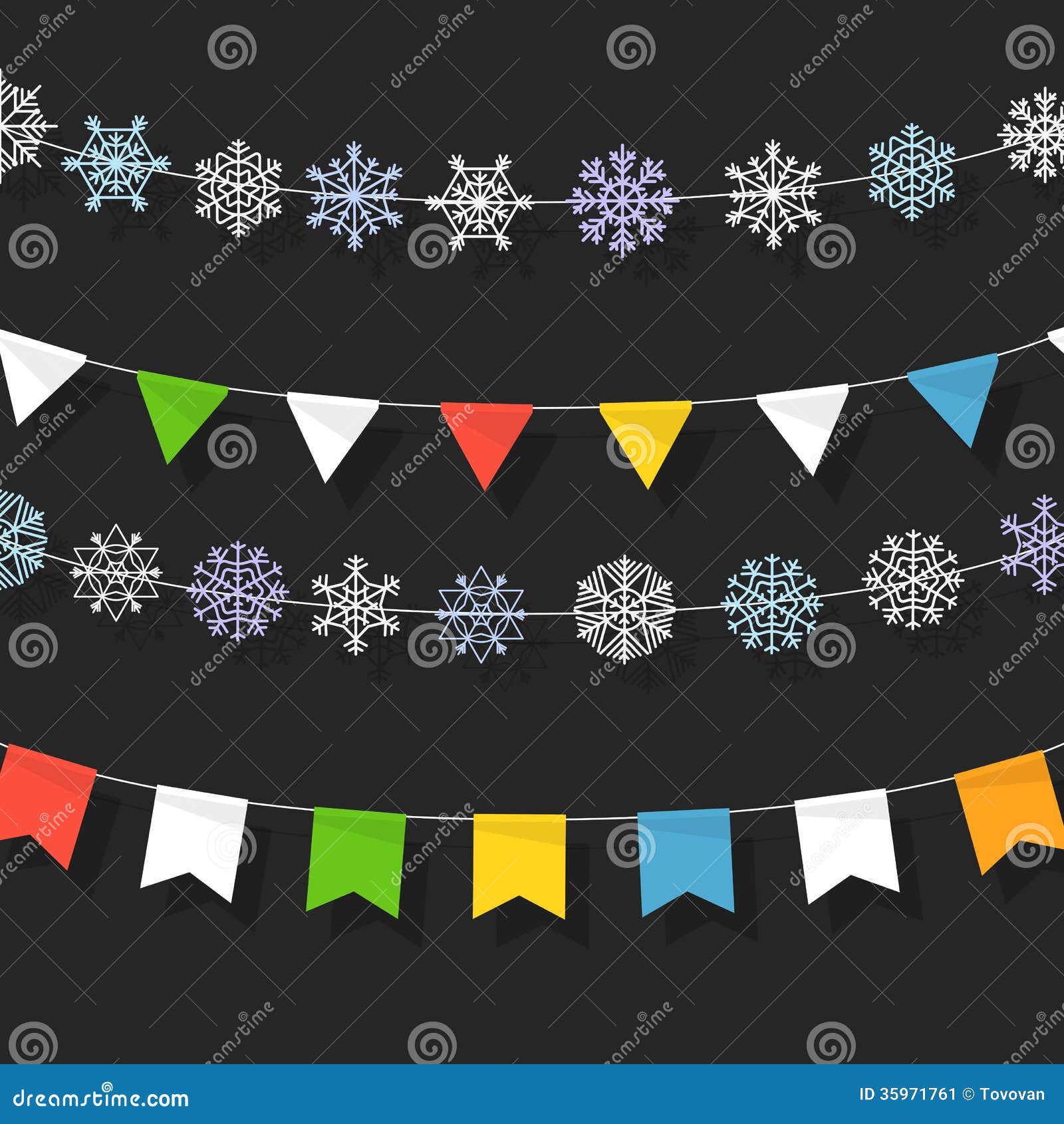 Christmas Color Garland Collection Stock Vector - Illustration of gift ...