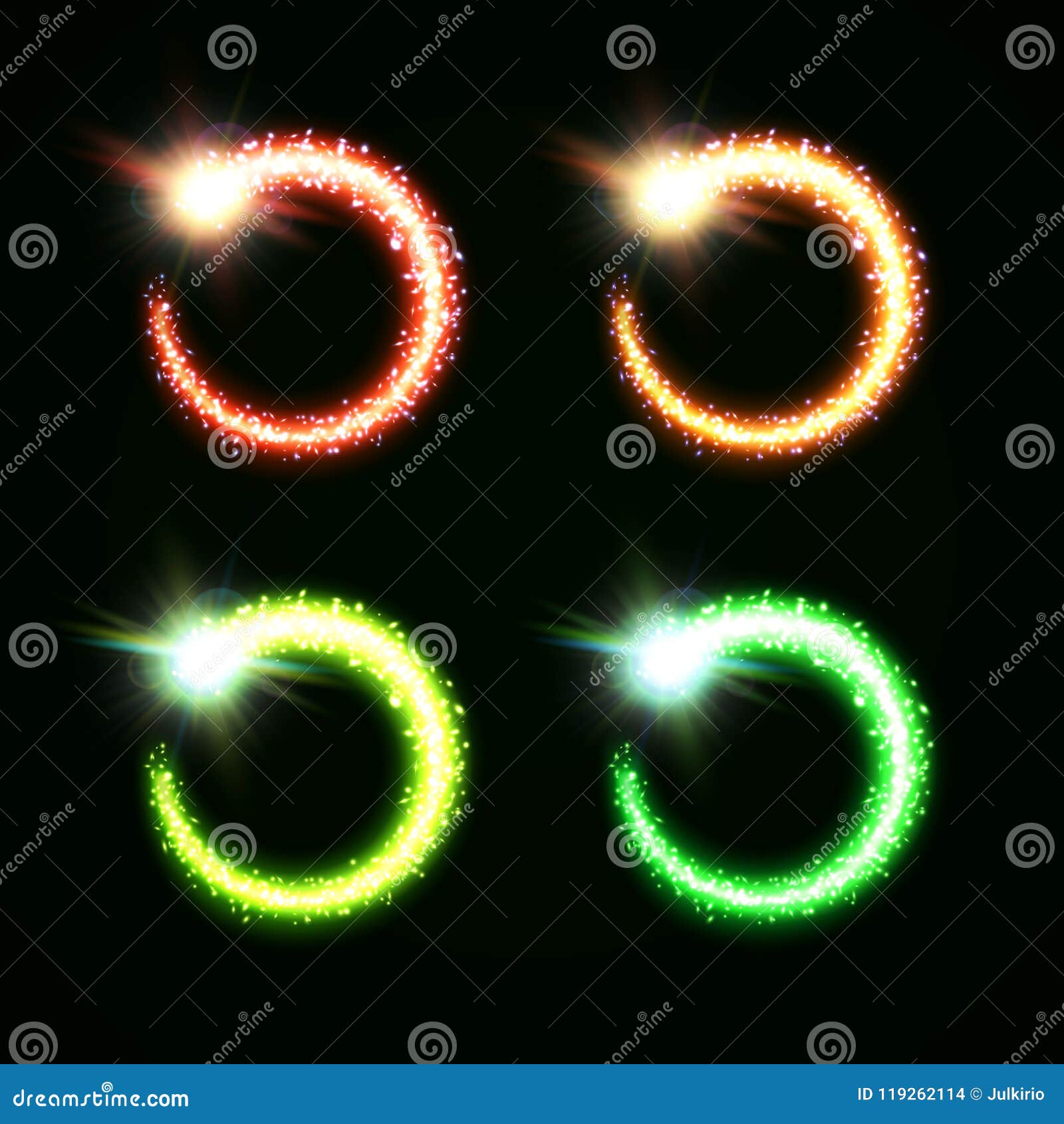 Christmas Colorful Magic Round Comets Collection. Stock Vector ...