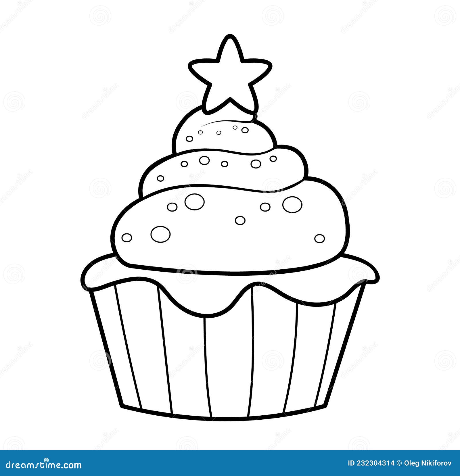 Christmas Coloring Book or Page. Christmas Cake Black and White Vector ...