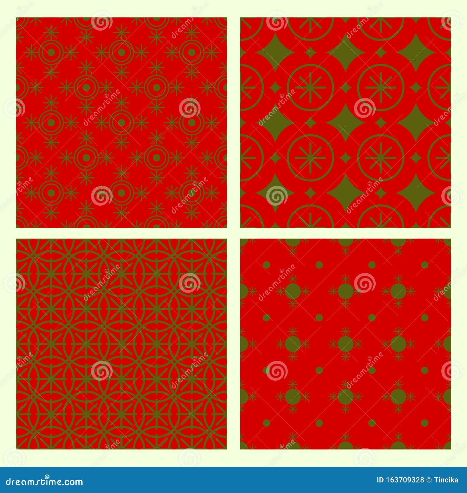 Christmas Colors Geometric Seamless Vector Patterns. Stock Vector ...