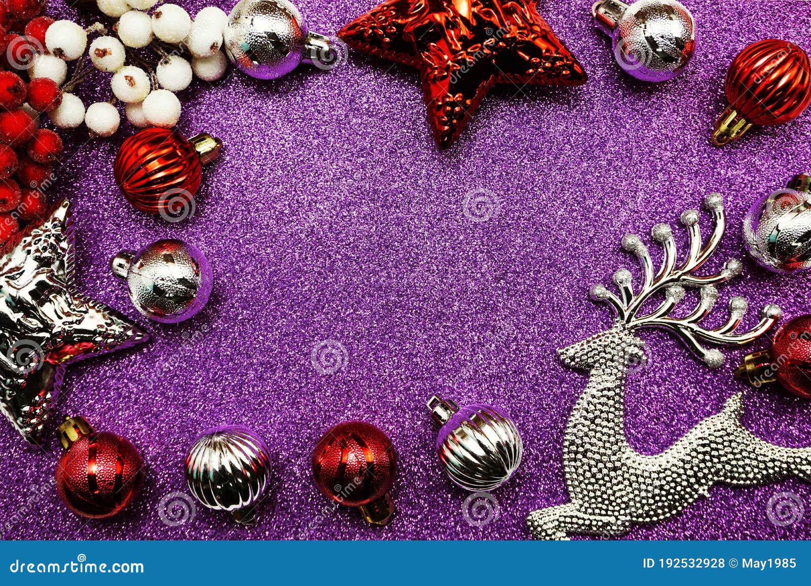 Christmas Composition with Ellk and Red Christmas Balls with Space Copy ...