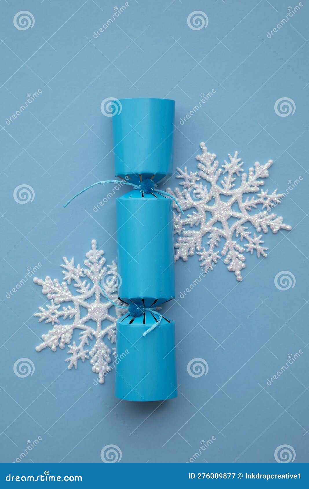 Christmas Composition. Festive Cracker with White Winter Snowflake ...