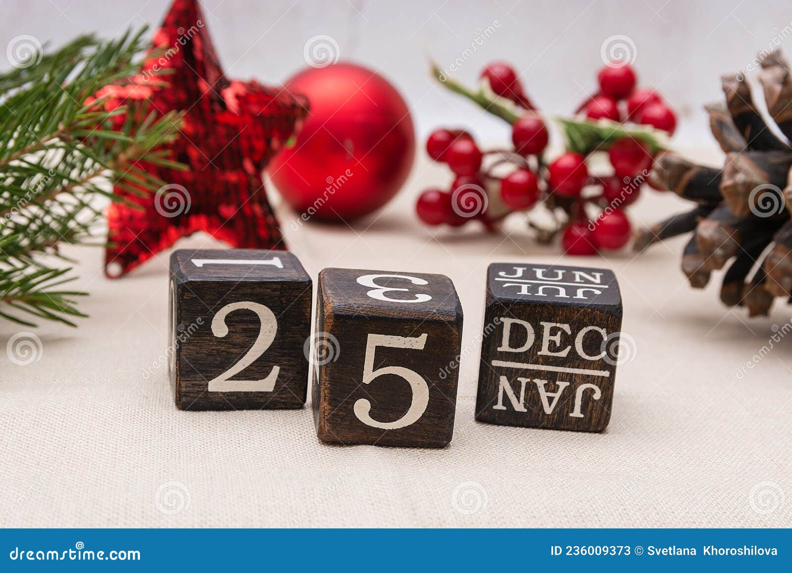 December 25 - Christmas. Christmas Composition from Wooden Calendar ...