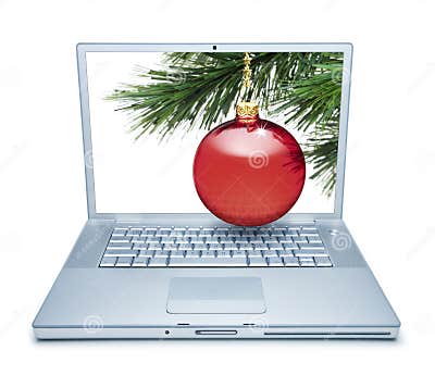 Christmas Computer Online Shopping Stock Photo - Image of ecommerce ...