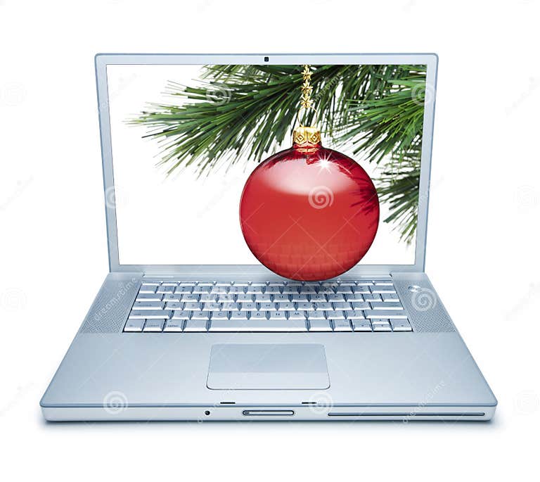 Christmas Computer Online Shopping Stock Photo - Image of ecommerce ...