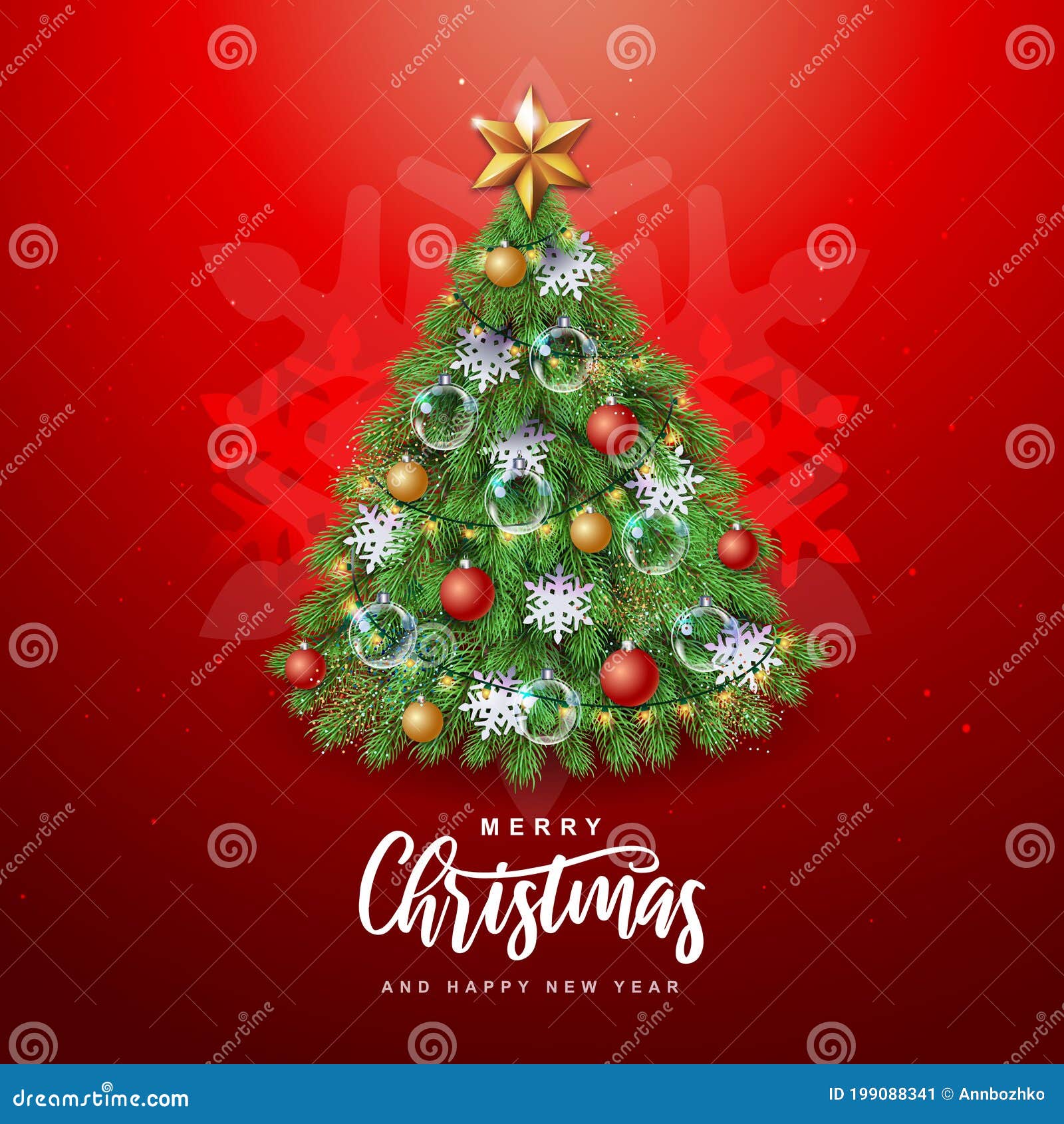 Christmas Concept Design. Holiday Decorative Christmas Tree Stock ...