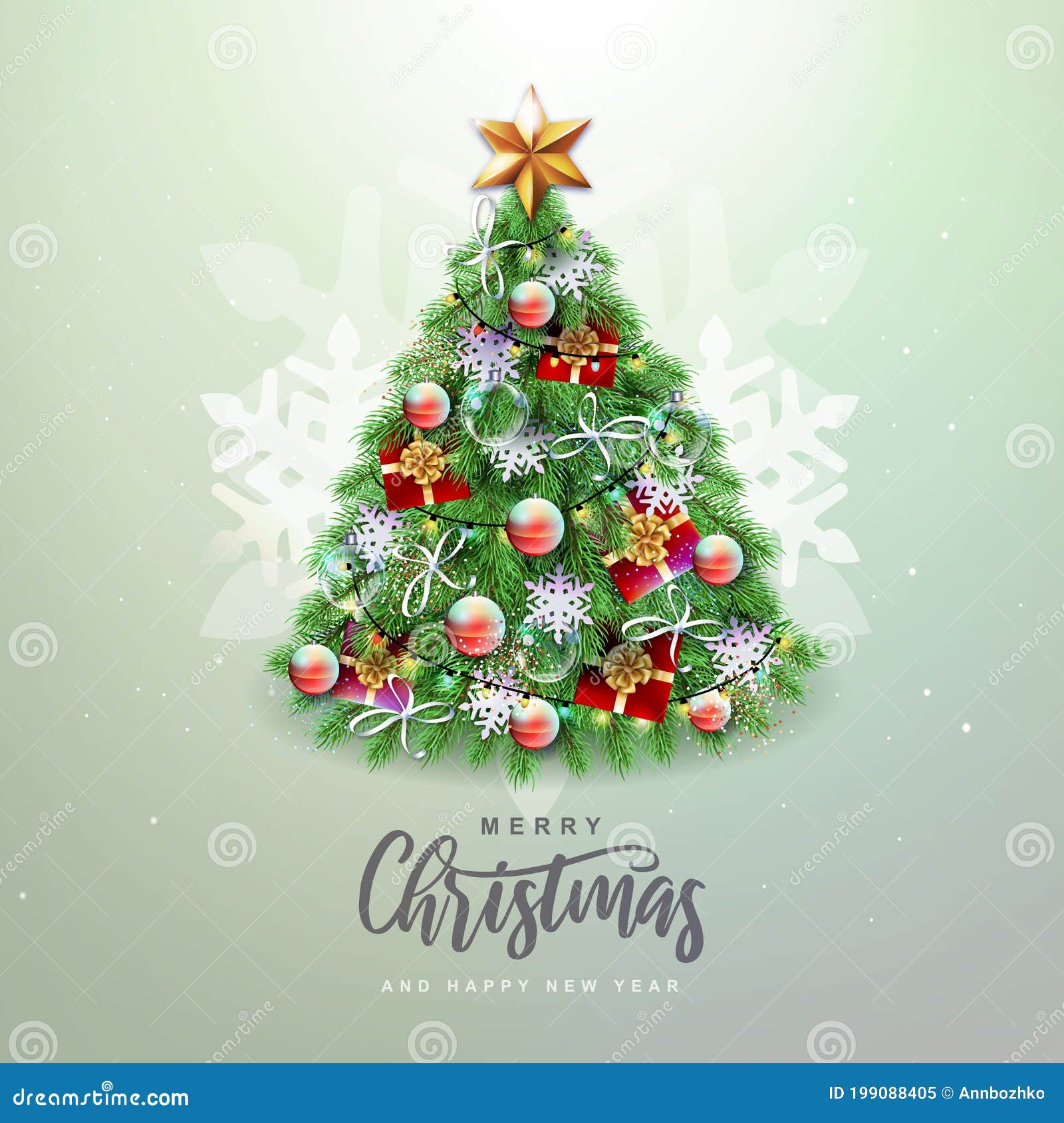 Christmas Concept Design. Holiday Decorative Christmas Tree Stock ...