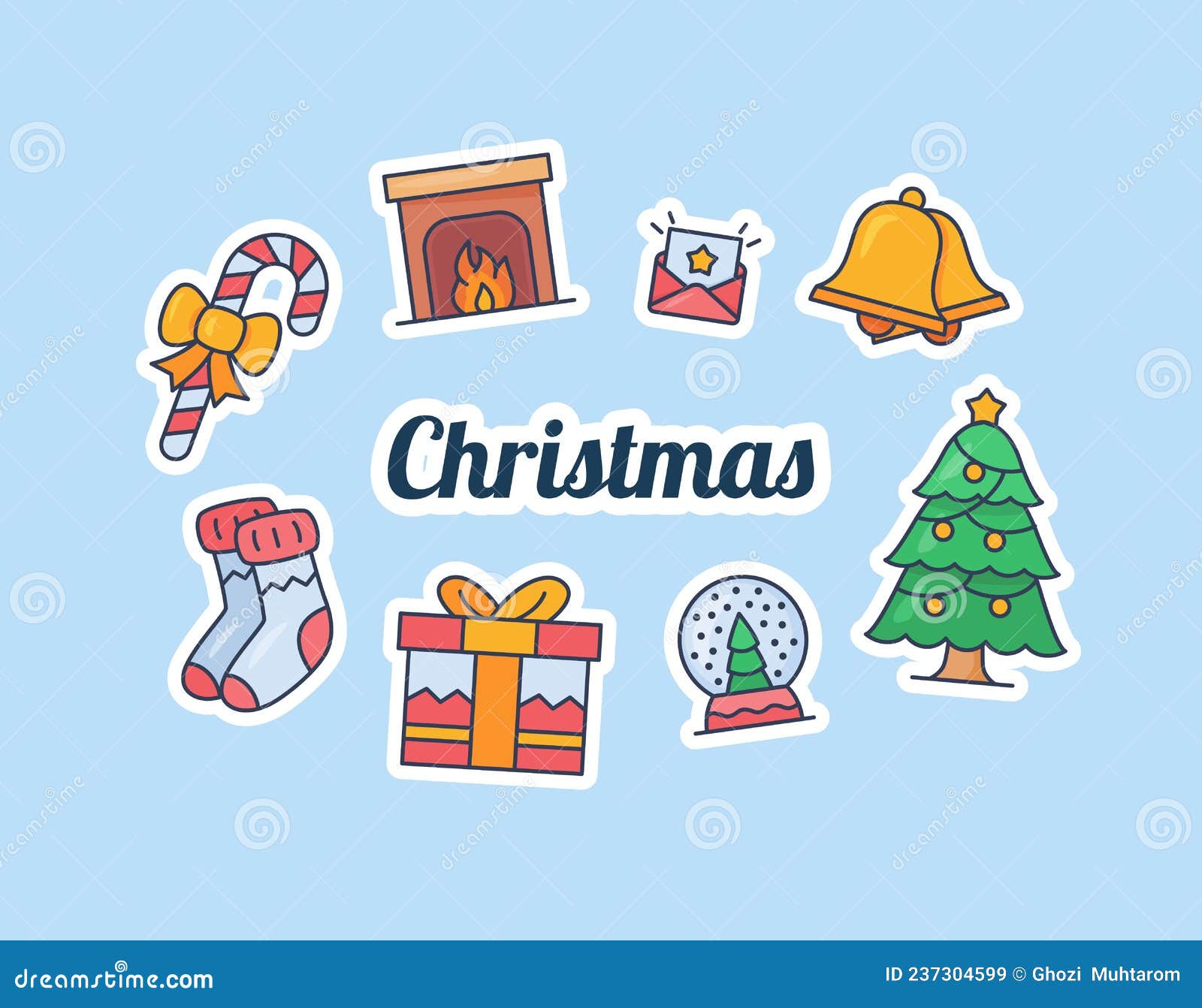 Christmas Concept with Some Icon Sticker Spreading with Modern Flat ...