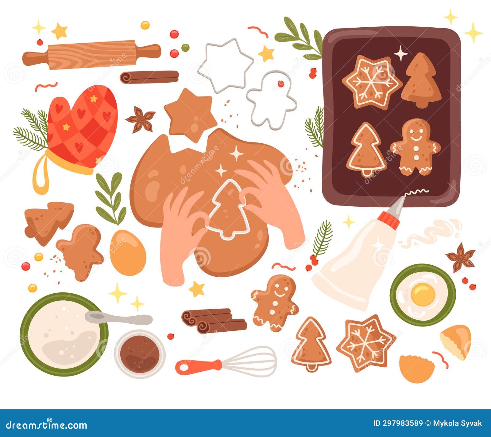 Christmas Cookies Baking Master Class Process Design Elements Top View ...