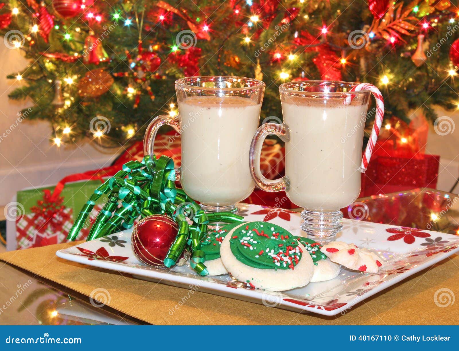 Christmas Cookies and Eggnog Stock Photo - Image of dessert, glasses ...