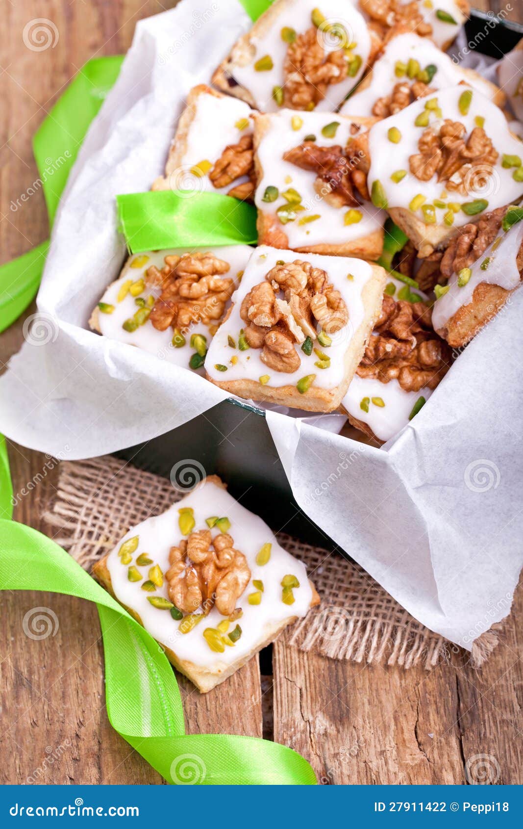Christmas Cookies in a Green Box Stock Photo - Image of festive, carton ...