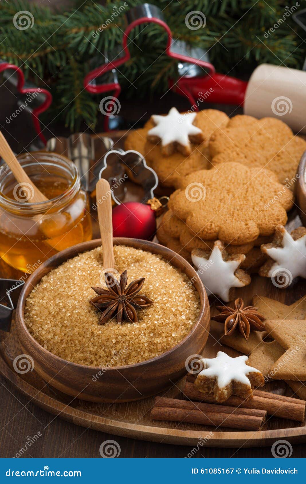 Christmas Cookies and Ingredients for Baking, Vertical Stock Image ...
