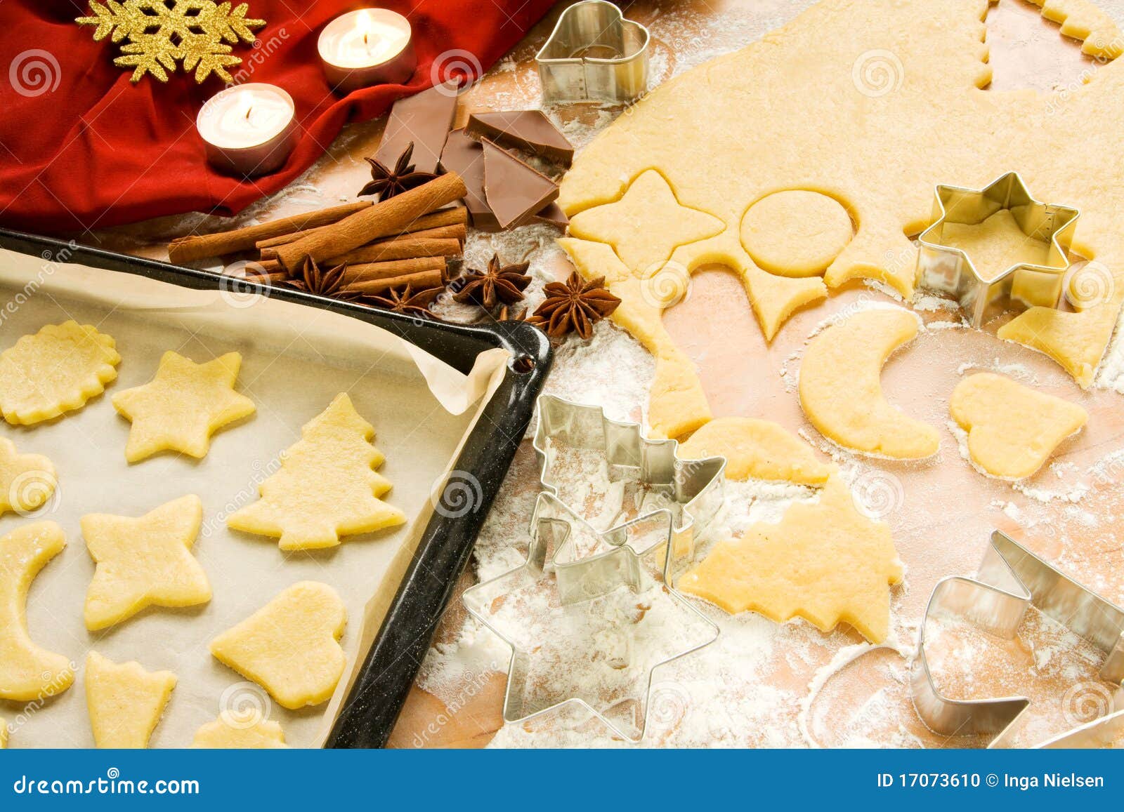 Christmas Cookies Preparation Stock Photo - Image of biscuit, pastry ...
