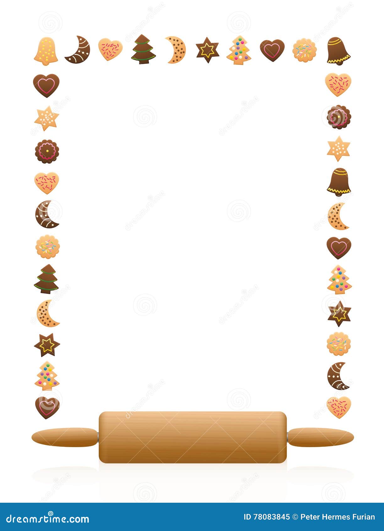 Christmas Cookies Rolling Pin Frame Stock Vector - Illustration of ...