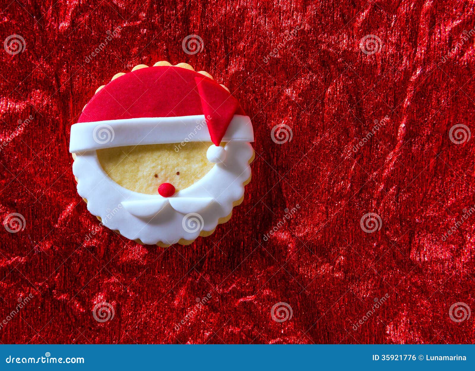 Christmas Cookies Santa Face on Red Background Stock Photo - Image of ...