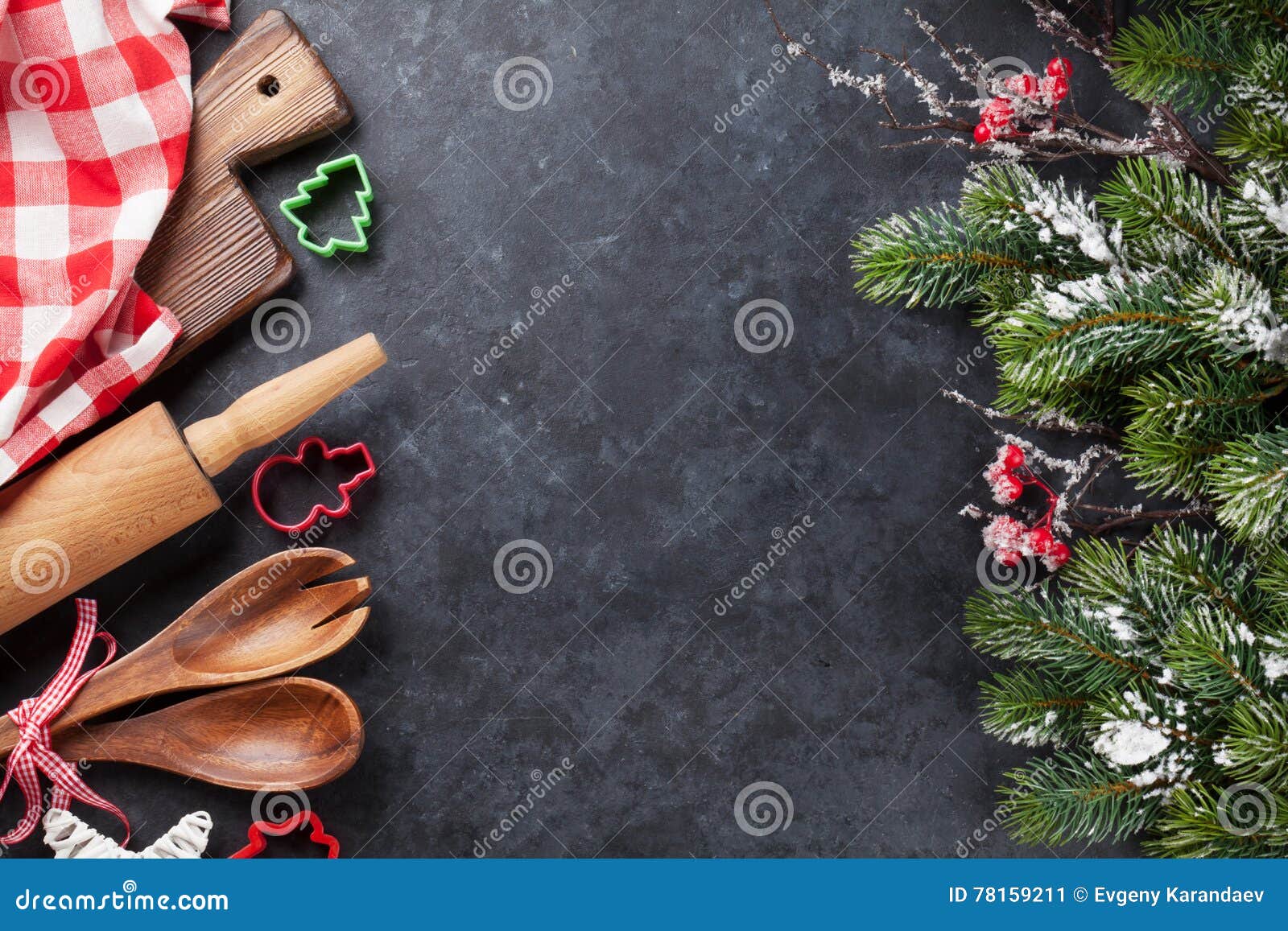 Christmas Cooking Utensils and Tree Stock Image - Image of baking, menu ...