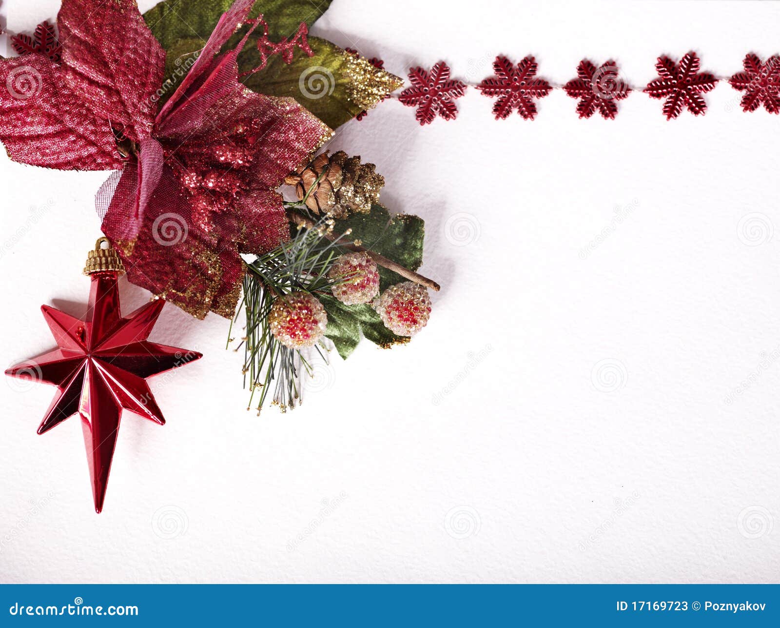 Christmas Corner Border Banner Of Snowy Branches And Dusty Rose, Gold ...