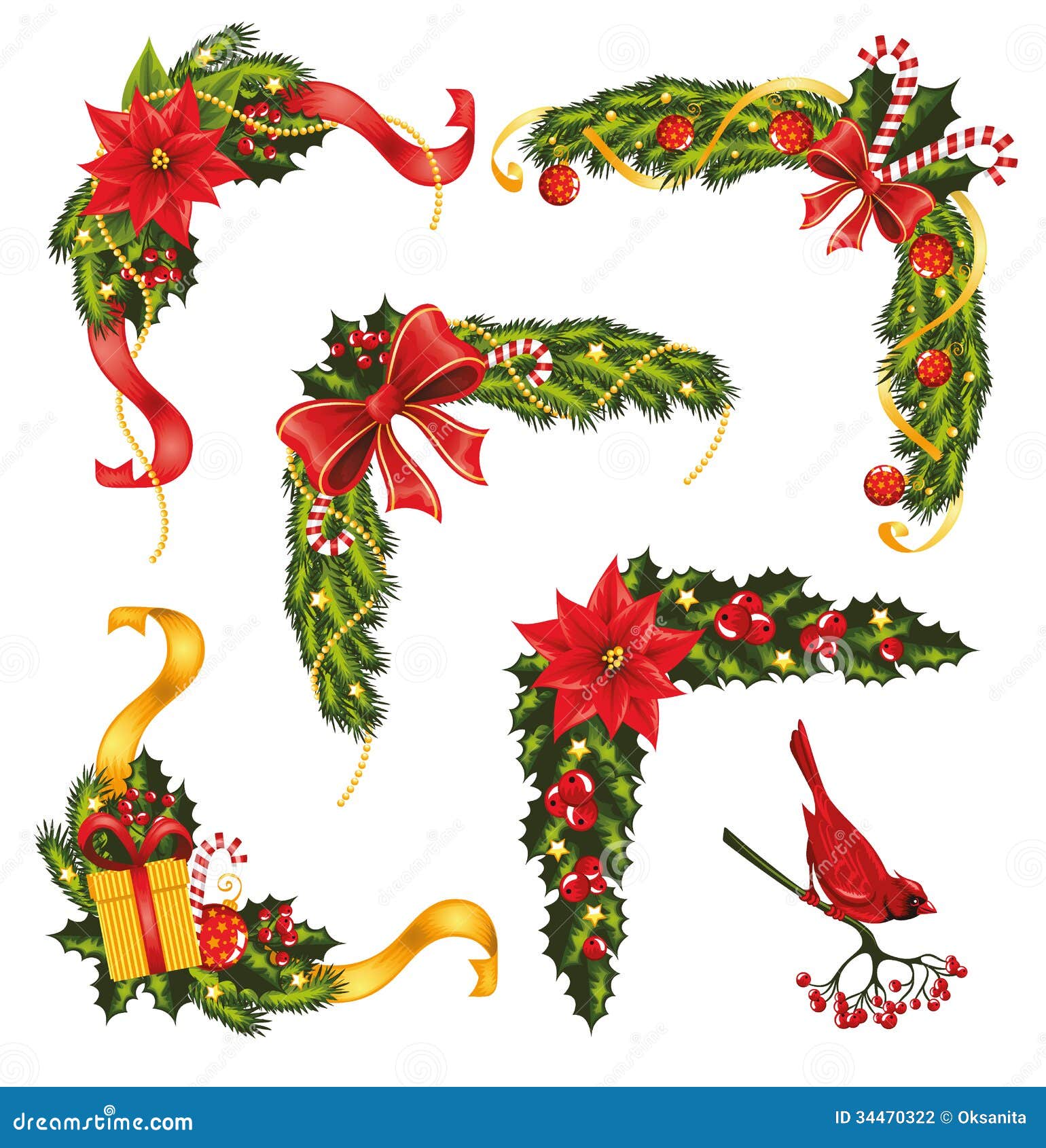 Christmas corners. stock vector. Illustration of abstract - 34470322
