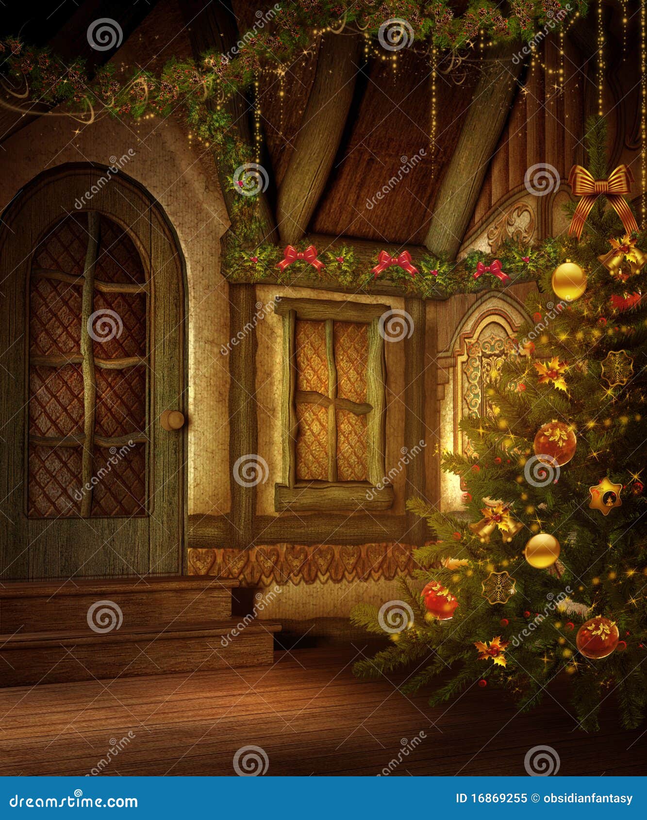Christmas cottage 2 stock illustration. Illustration of house - 16869255