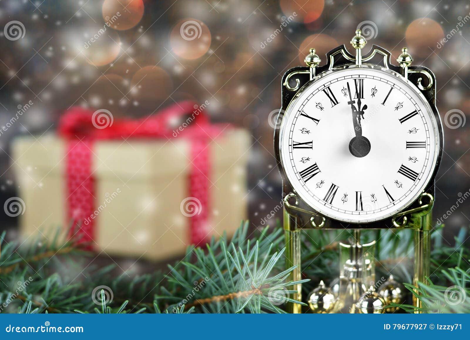 Christmas Countdown: Midnight Clock Stock Image - Image of strike ...