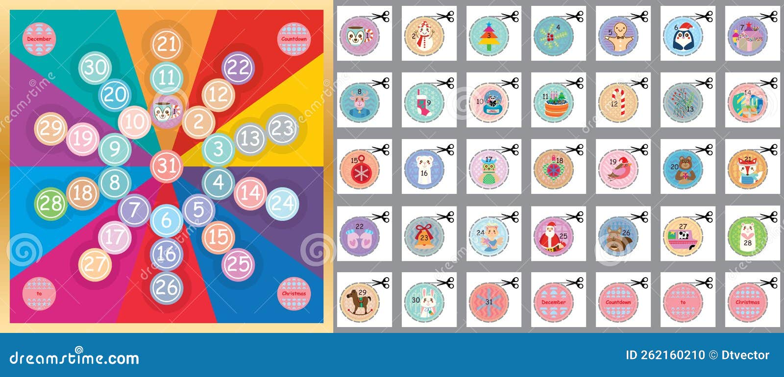 Christmas Countdown Stricker Frame Stock Vector - Illustration of days ...