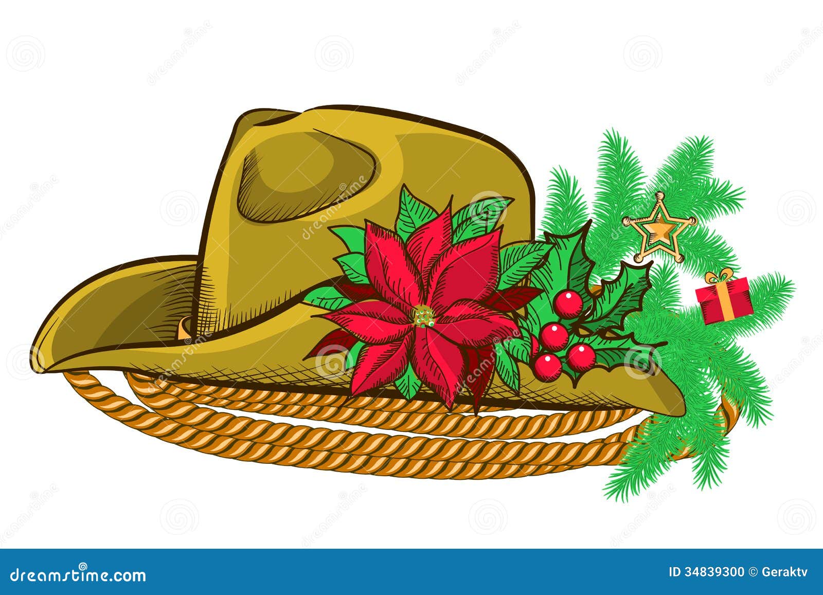 Christmas Cowboy Hat And Holiday Elements Stock Photo - Image: 34839300
