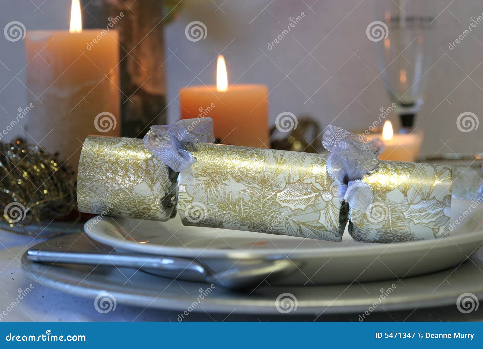 Christmas Cracker with Candles Stock Image - Image of flame, gold: 5471347