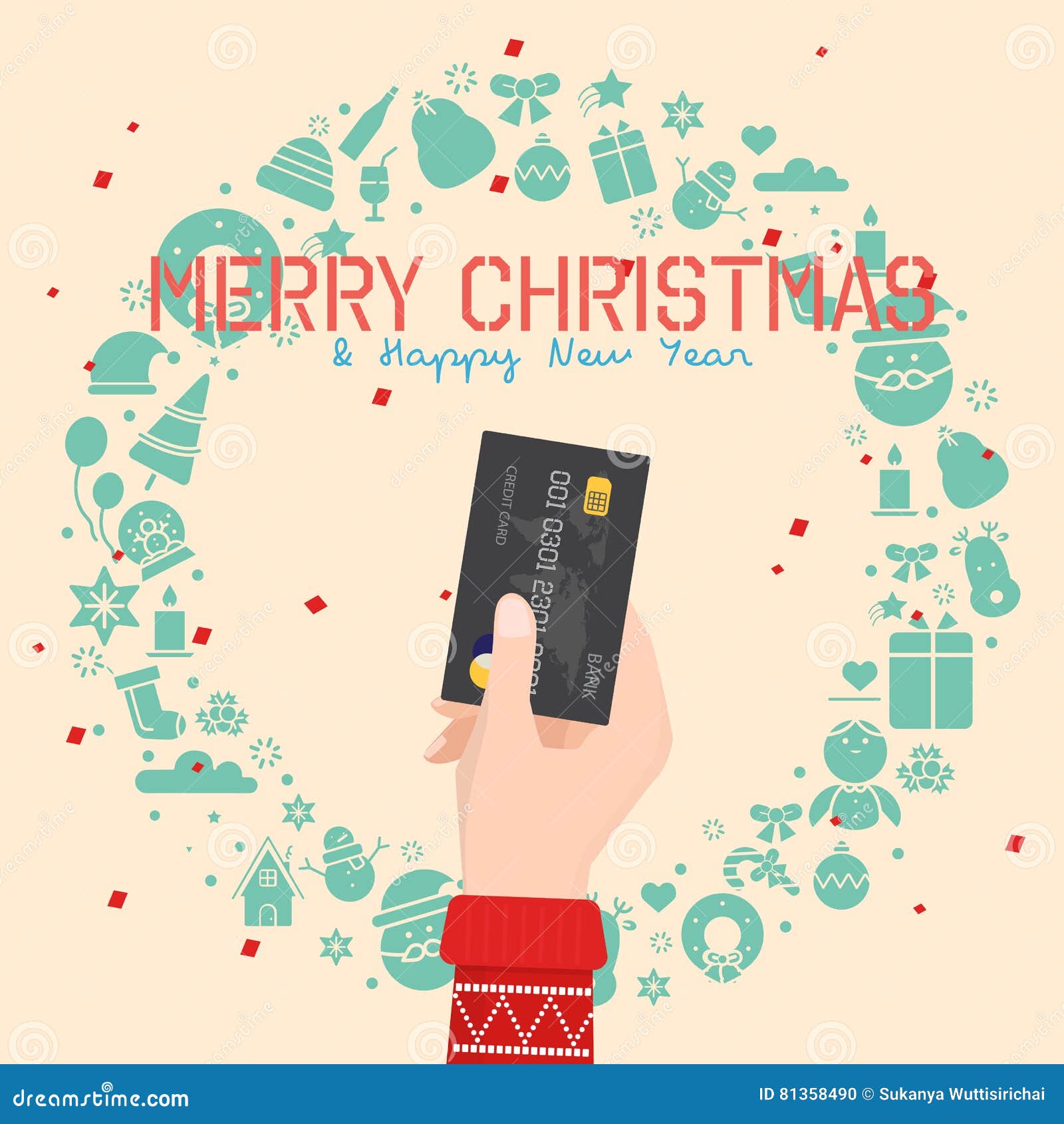 Christmas Credit Card Christmas. Stock Vector - Illustration of card ...