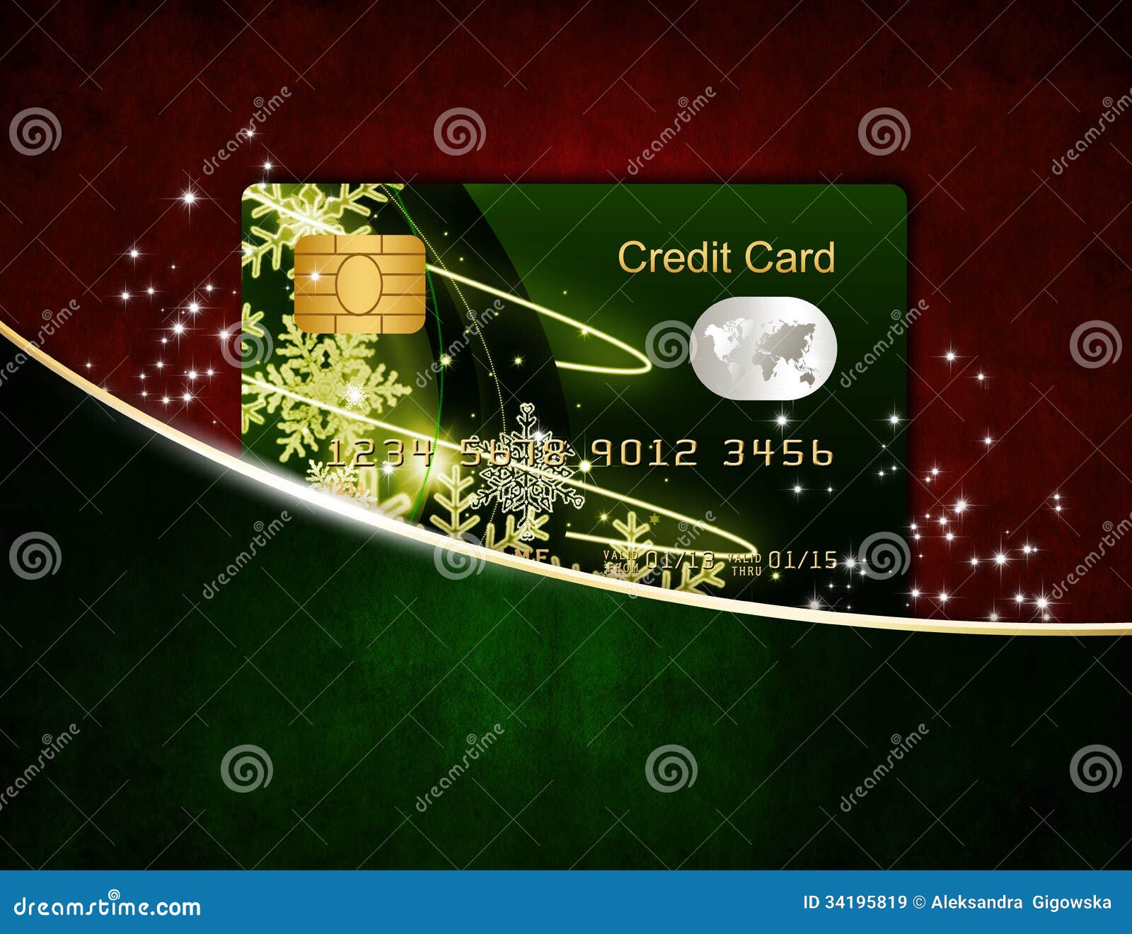 Christmas Credit Card in Red Envelope Over White Stock Illustration ...