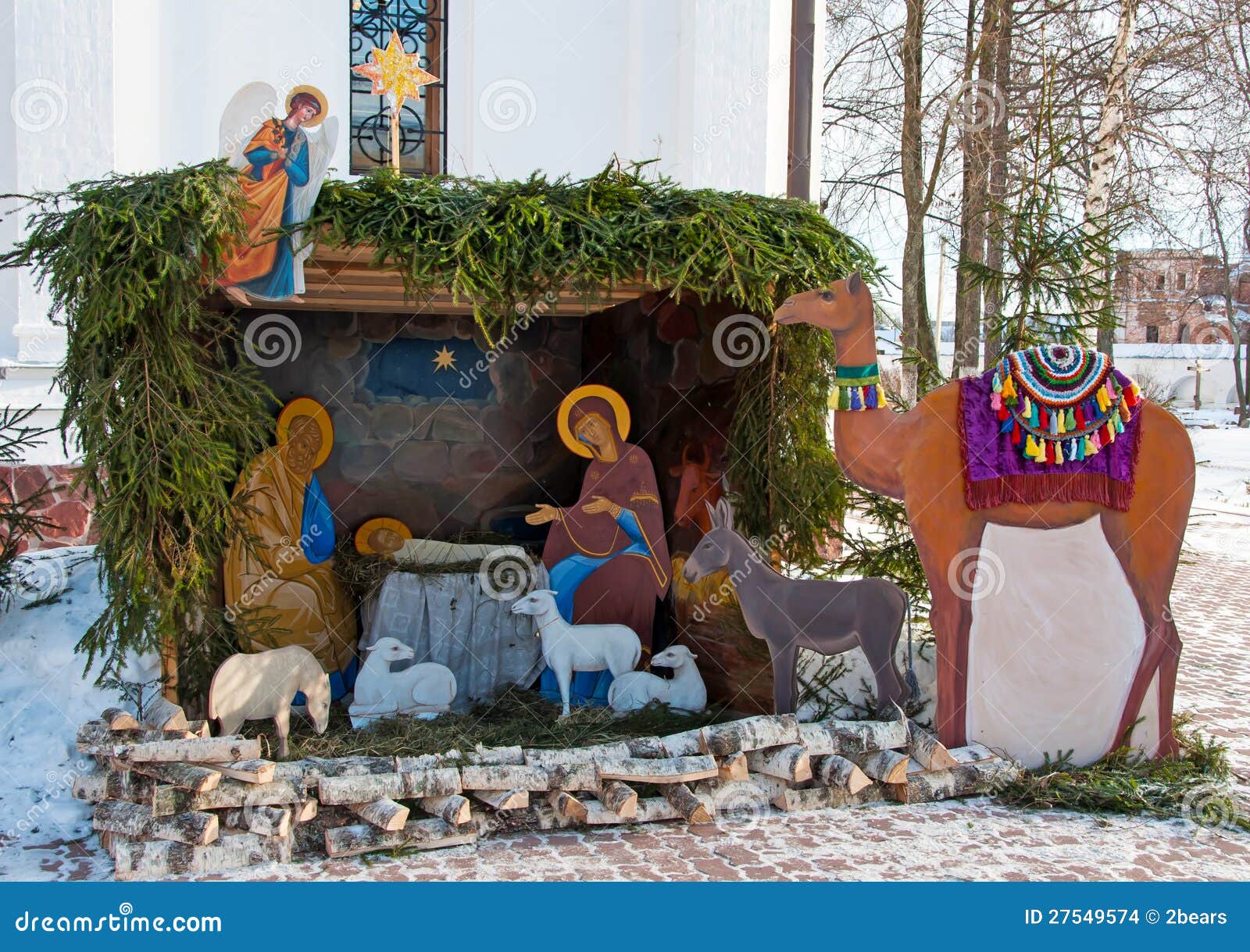 Christmas Crib. Nativity Scene Stock Photo - Image of giving, holiday ...