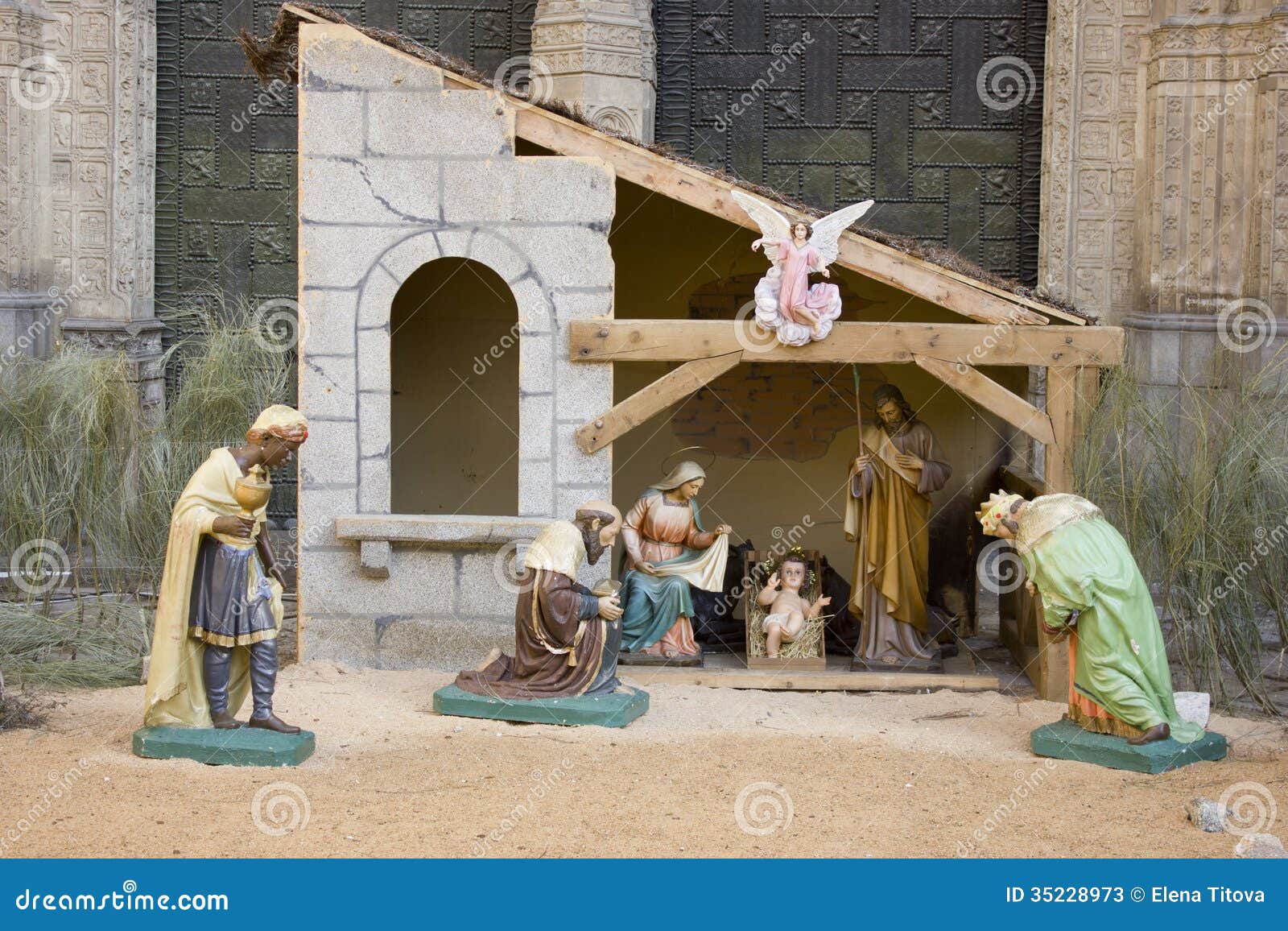 Christmas crib stock image. Image of happy, birth, angel - 35228973