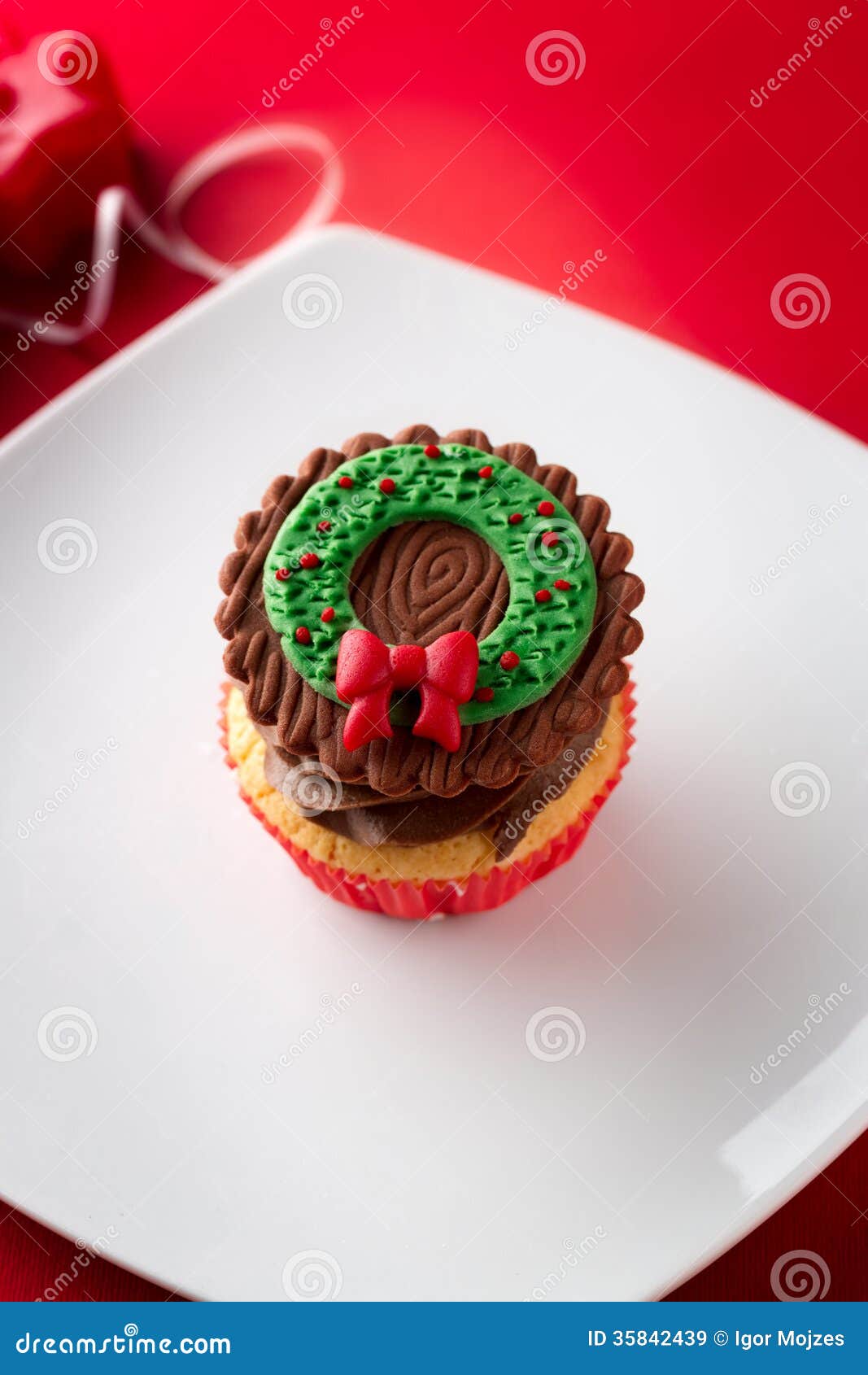 Christmas Cupcake with Traditional Decorative Element Stock Image ...