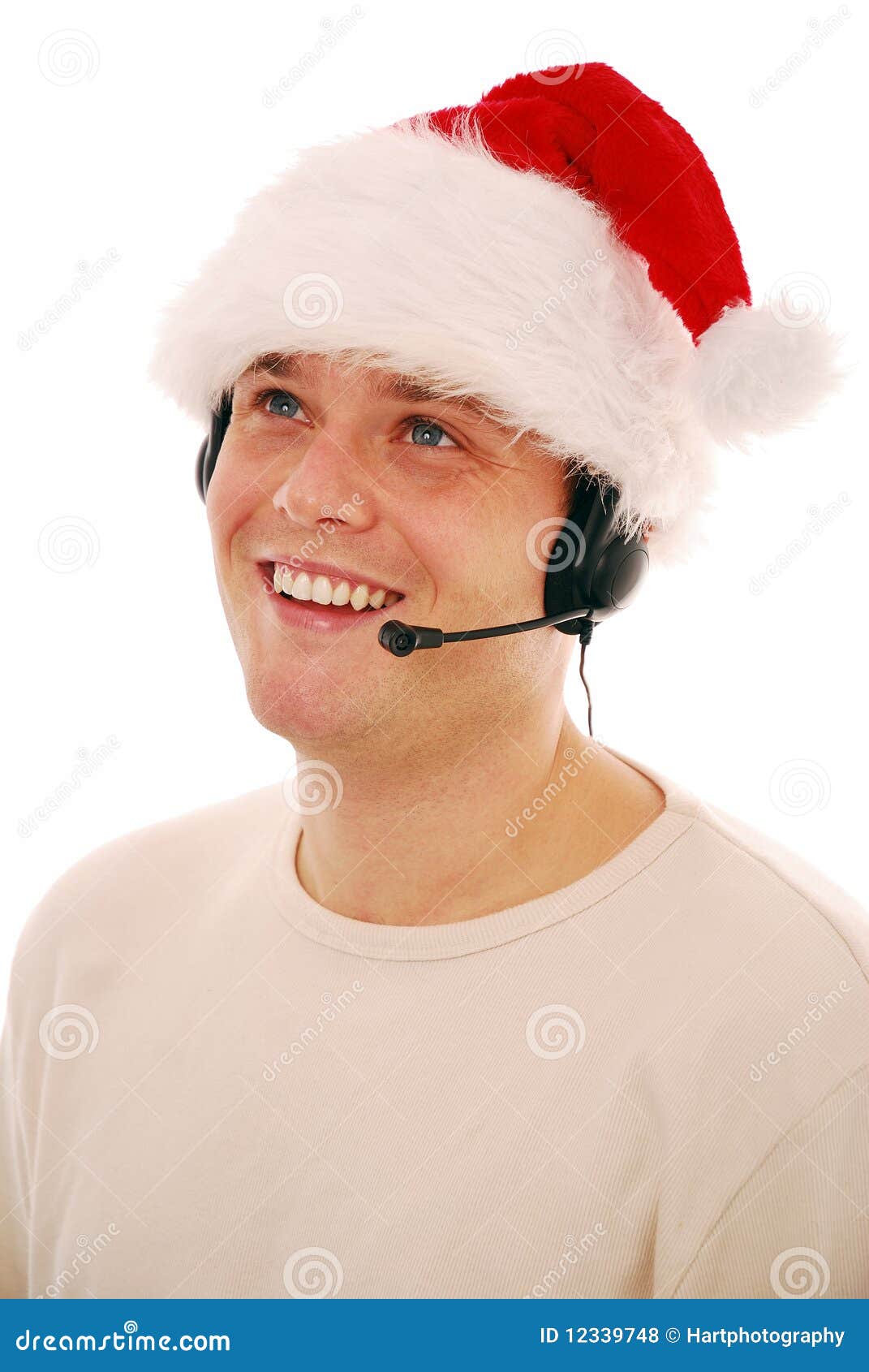 Christmas Customer Service Worker Stock Photo - Image of call ...
