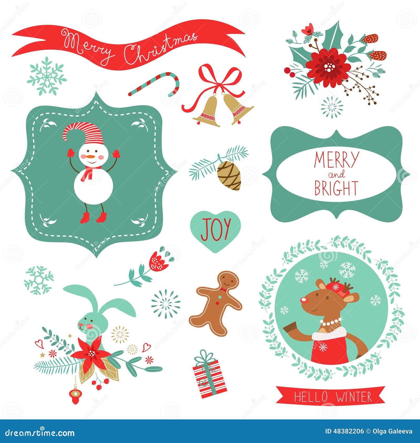Christmas Cute Graphic Elements Stock Illustration - Illustration of ...