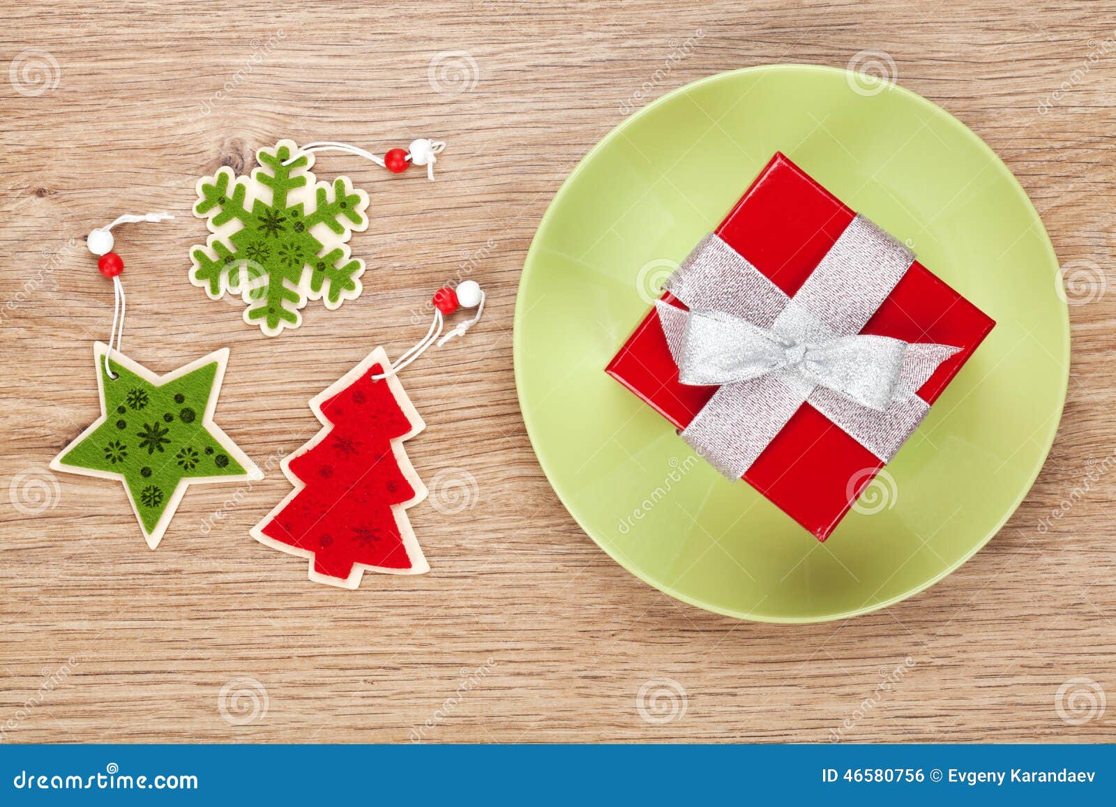 Christmas Decor and Gift Box on Plate Stock Photo - Image of decor ...