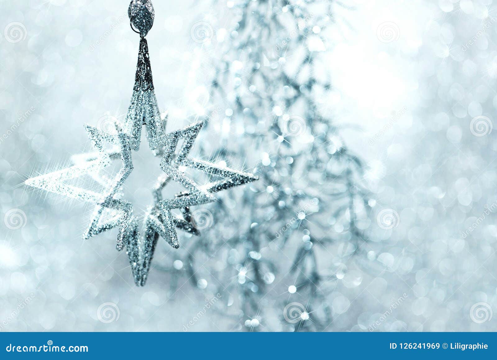 Christmas Decoraion Blue Star with Magic Lights Stock Image - Image of ...