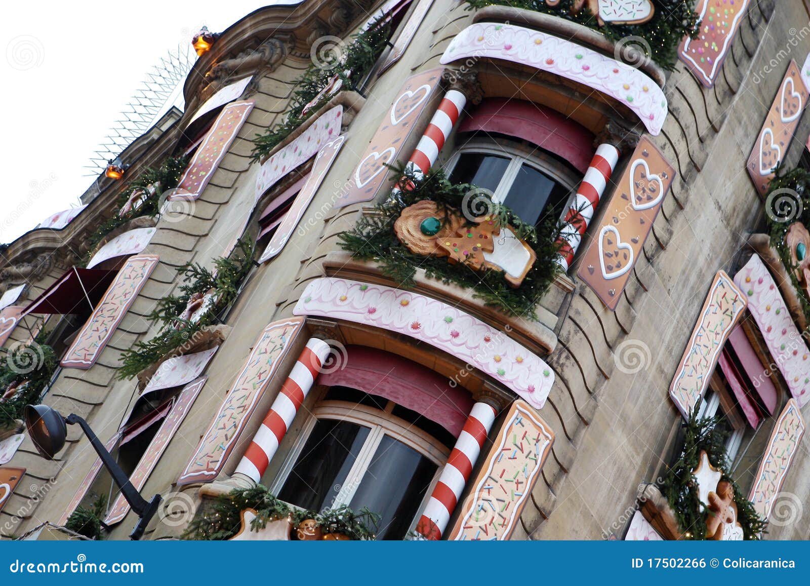 Christmas Decorated Building Stock Photo - Image of windows, adorned ...