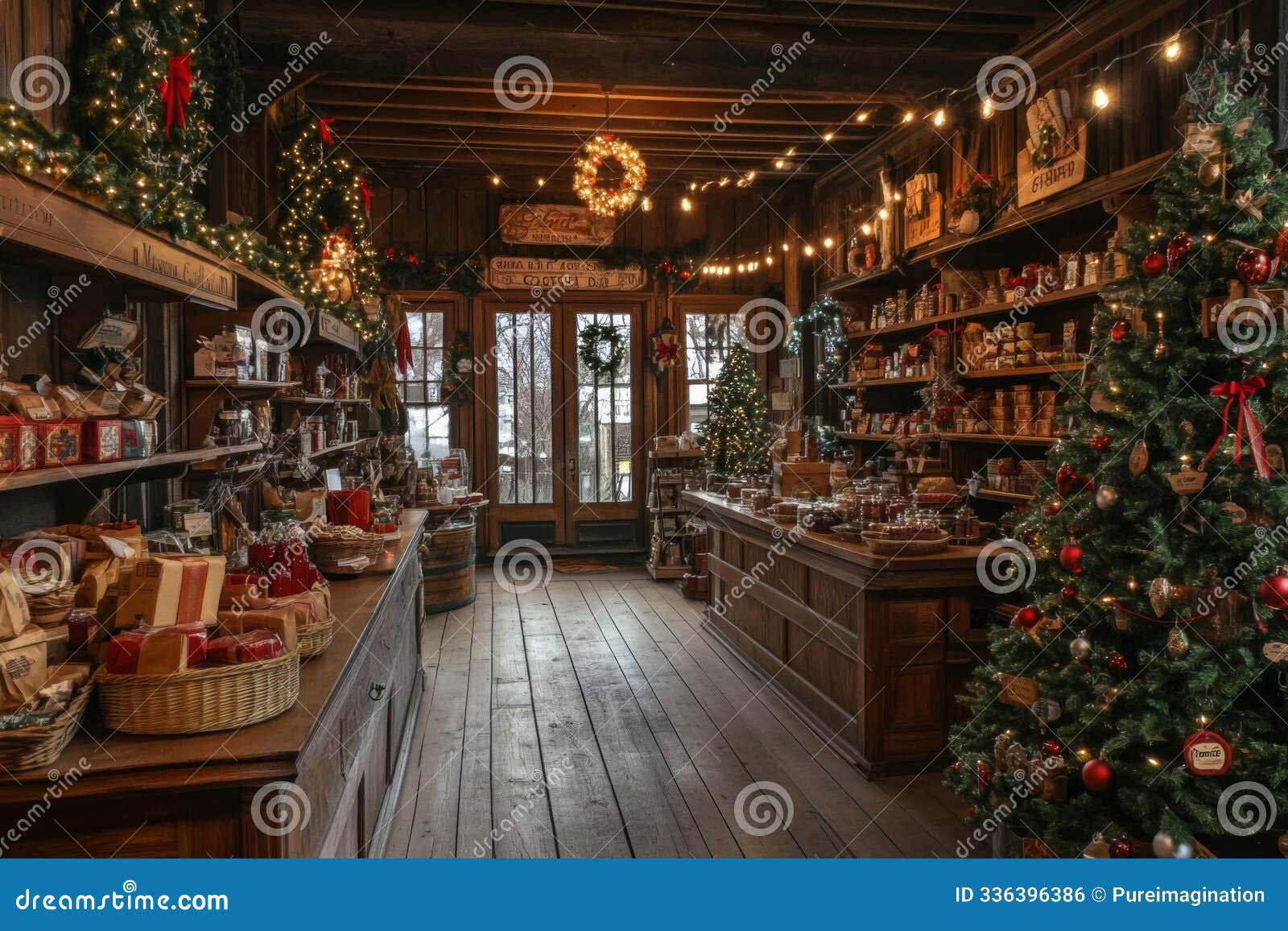 Christmas Decorated Old-Fashioned General Store Interior Stock ...