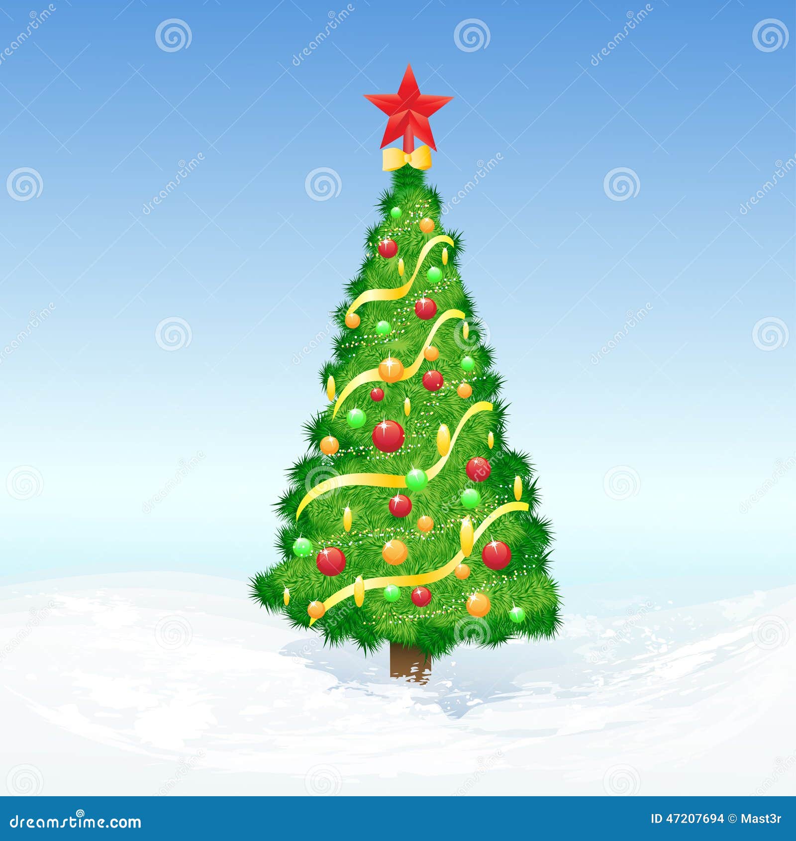 Christmas Decorated Tree Snow Holiday Vector Stock Vector ...