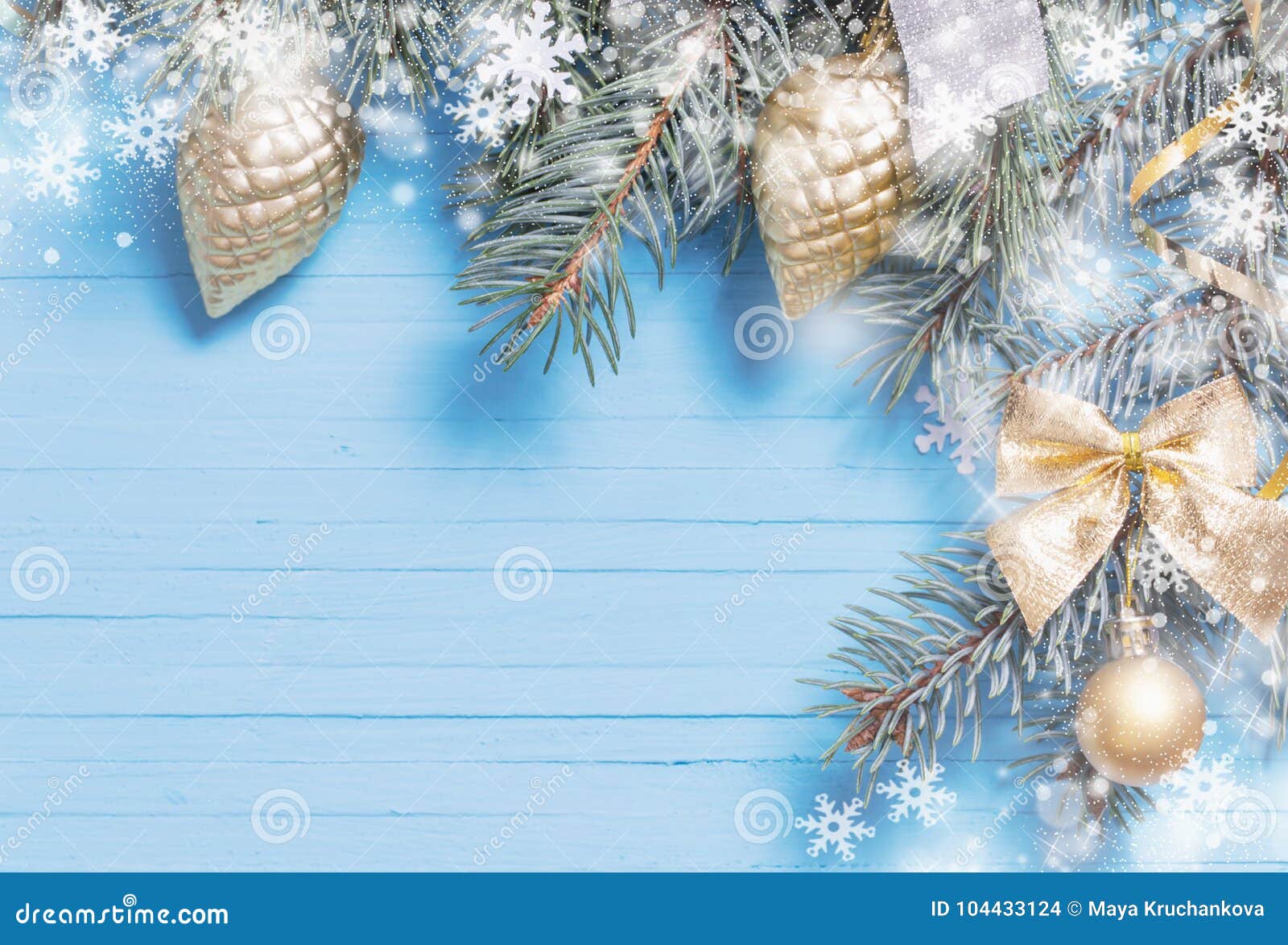 Christmas Decoration on Blue Wooden Background Stock Photo - Image of ...