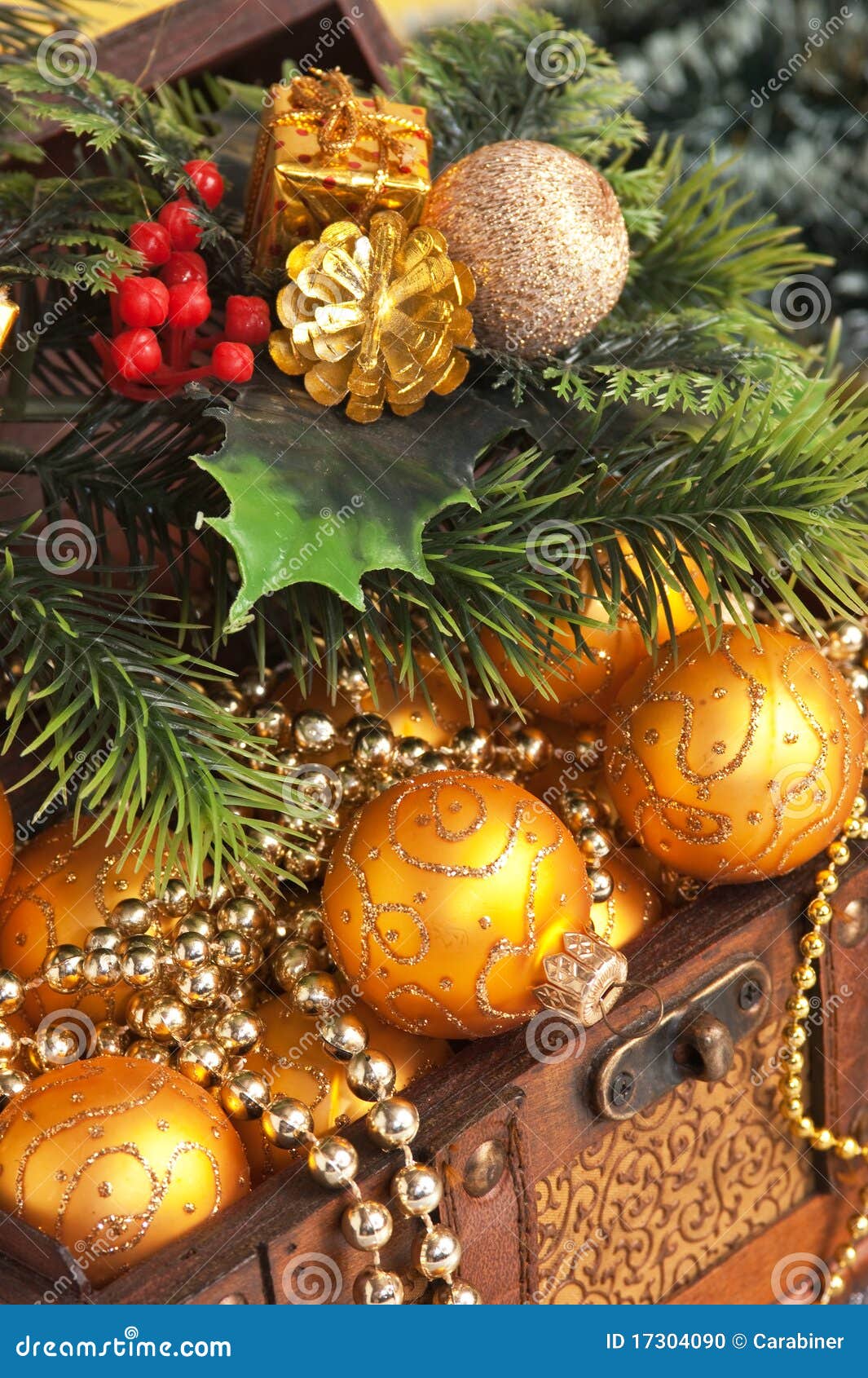 Christmas Decoration in Chest Stock Photo - Image of season, shape ...