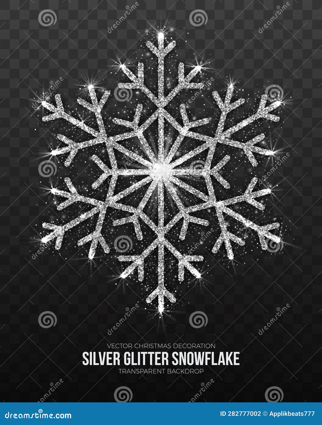 Christmas Decoration Elegant Shining Silver Snowflake on Transparent ...