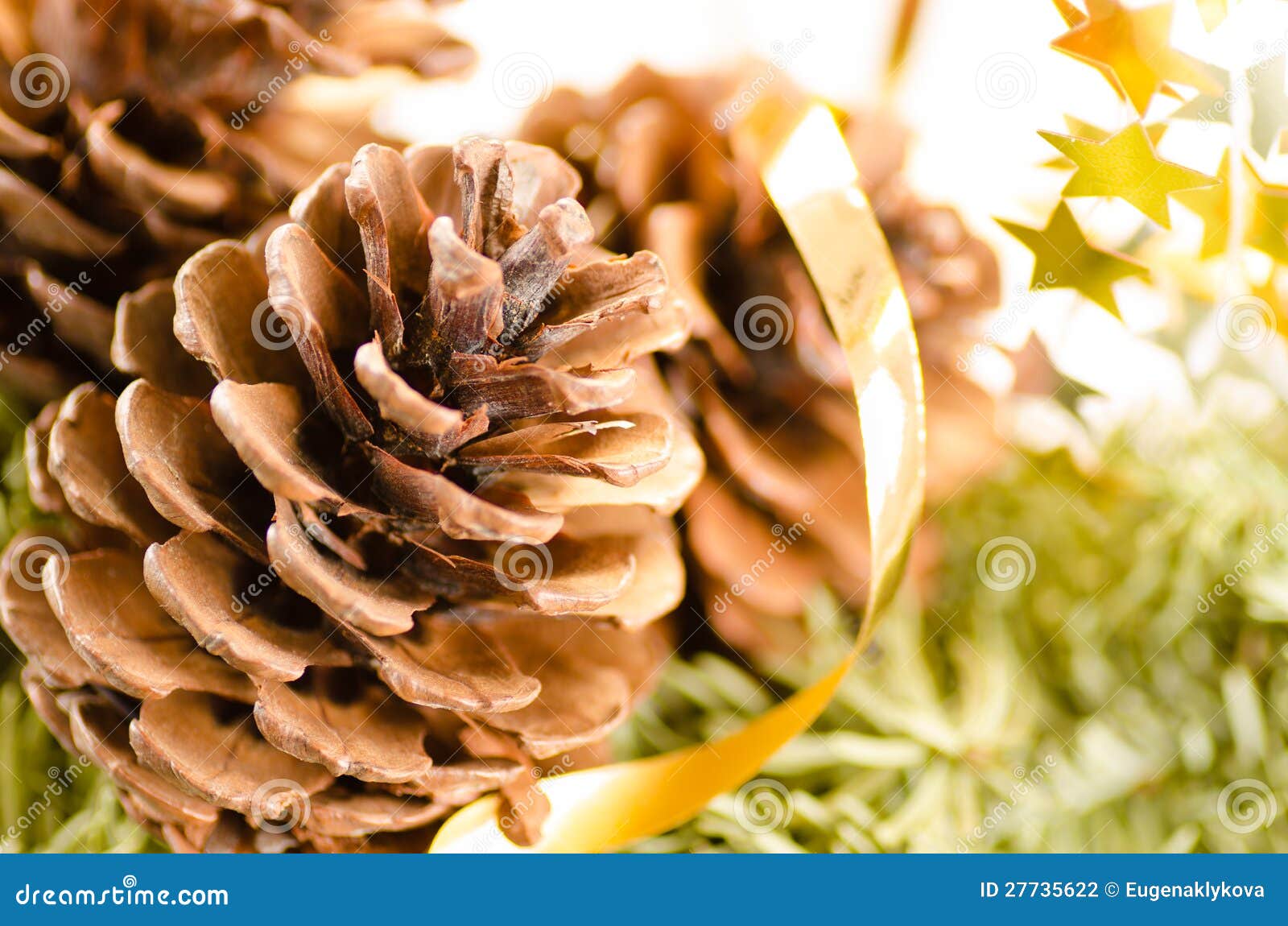 Christmas Decoration of Fur-tree and Cones Stock Photo - Image of marry ...