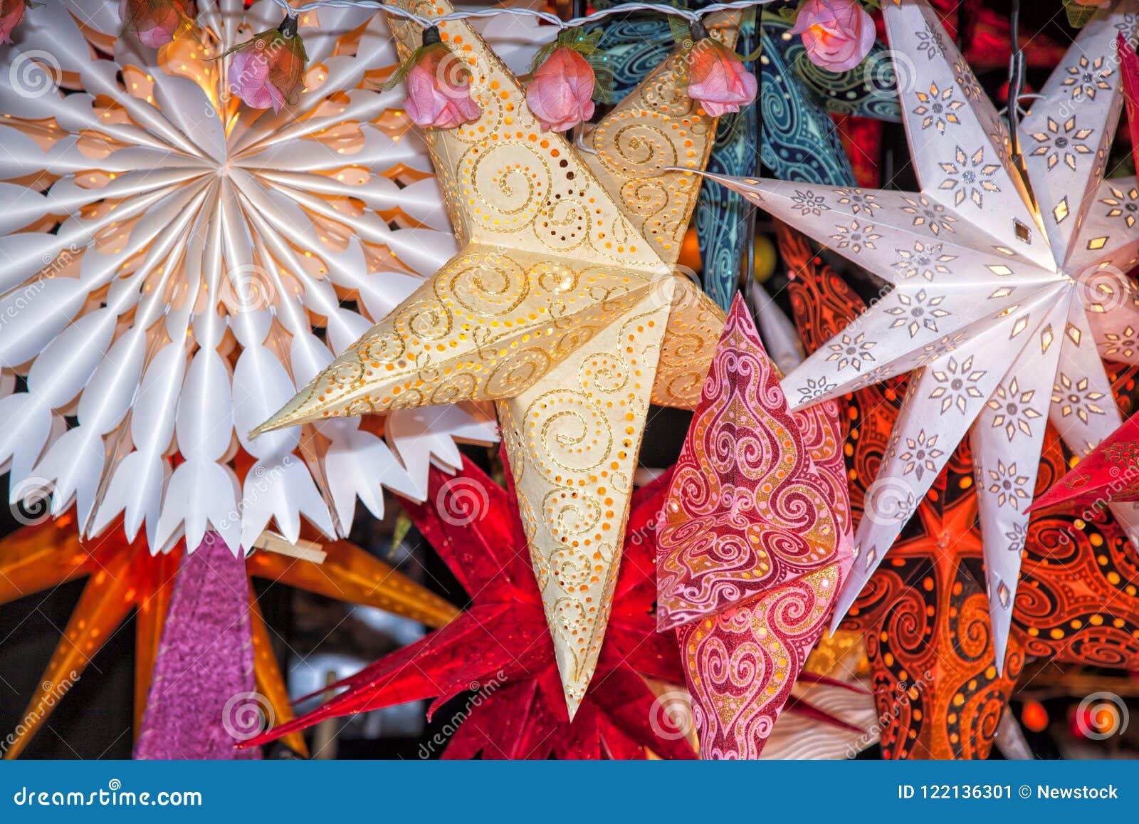 Christmas Decoration, German Stars Stock Image - Image of xmas ...