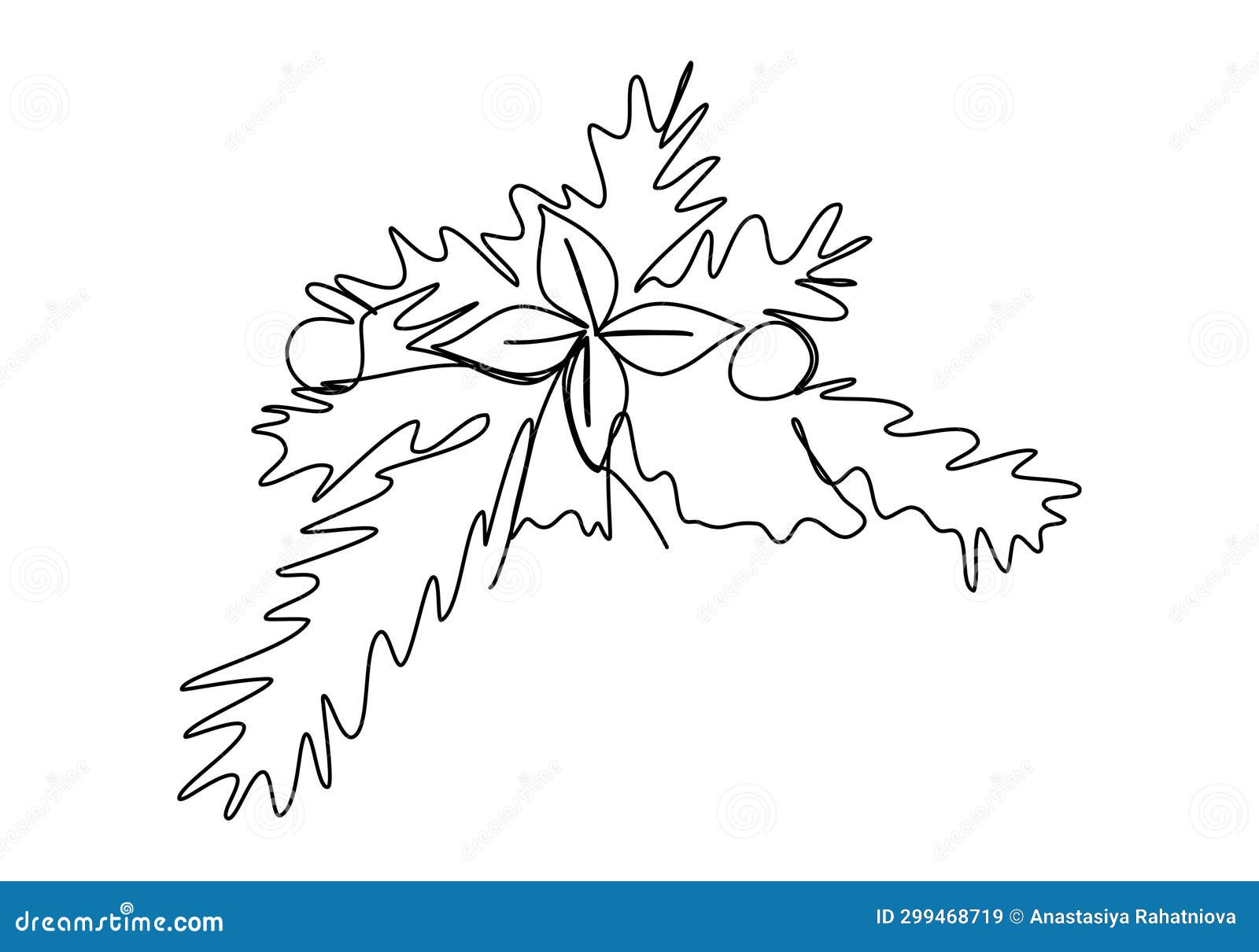 Christmas Decoration One Line Drawing Vector Illustration Stock ...