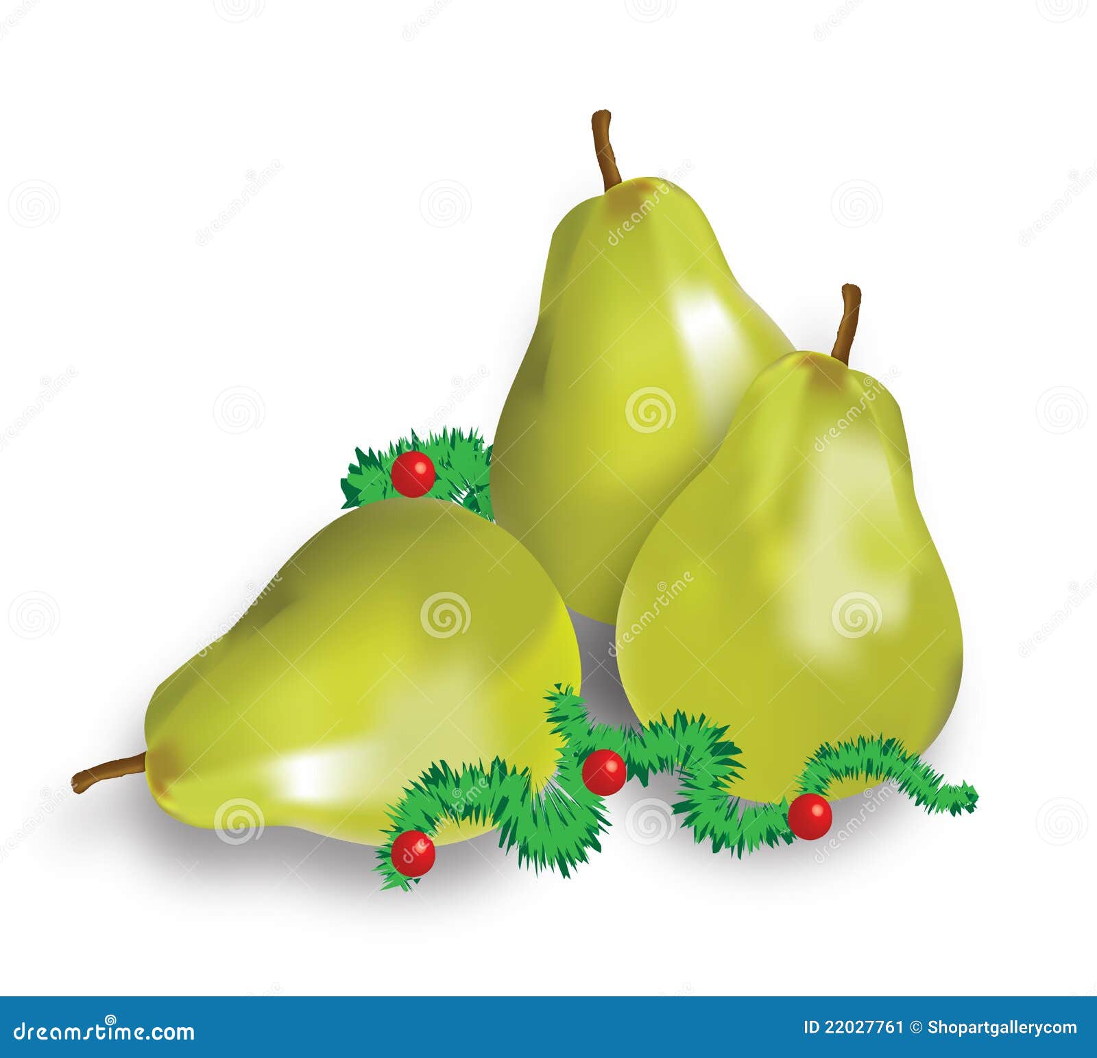 Christmas Decoration with Pears Stock Vector - Illustration of pear ...