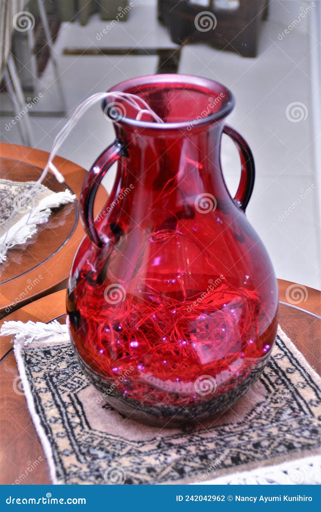 Red Pitcher with LED Lights for Christmas Stock Photo - Image of ...