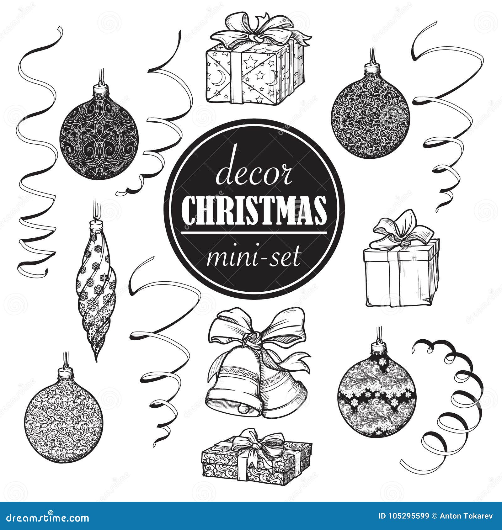 Christmas Decoration Set. Set of Popular Christmas Decorative Objects ...